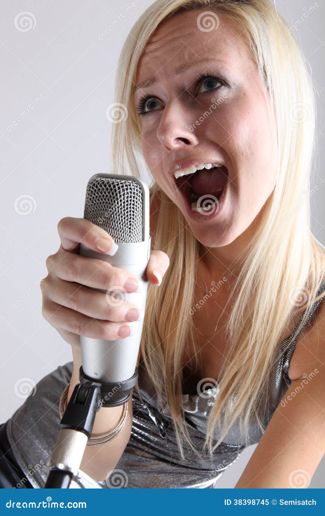 Portrait of a Girl with a Microphone Stock Image - Image of girl ...