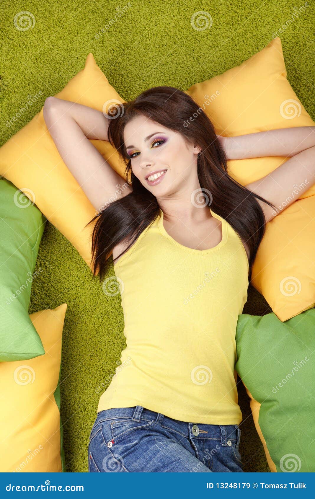 Portrait of a Girl Napping on Pillow. Stock Image - Image of sleepiness ...