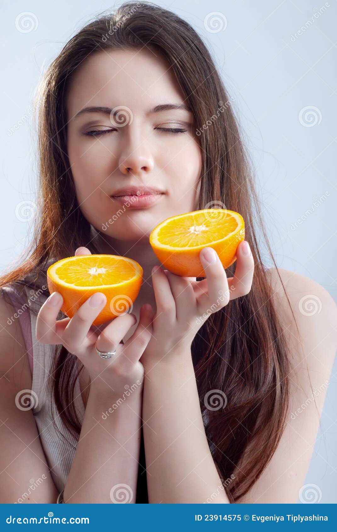 Portrait of a Girl with an Orange Stock Image - Image of fashion ...