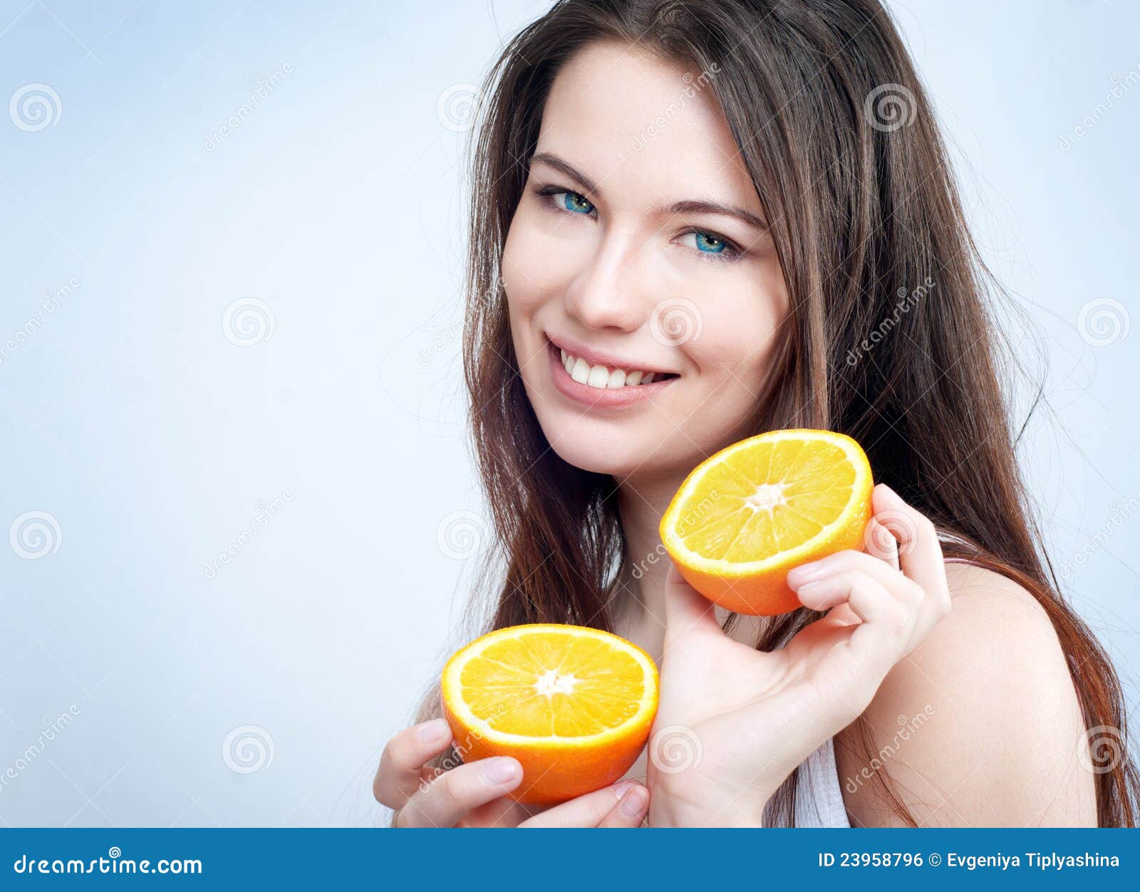 Portrait of a Girl with an Orange Stock Photo - Image of female ...