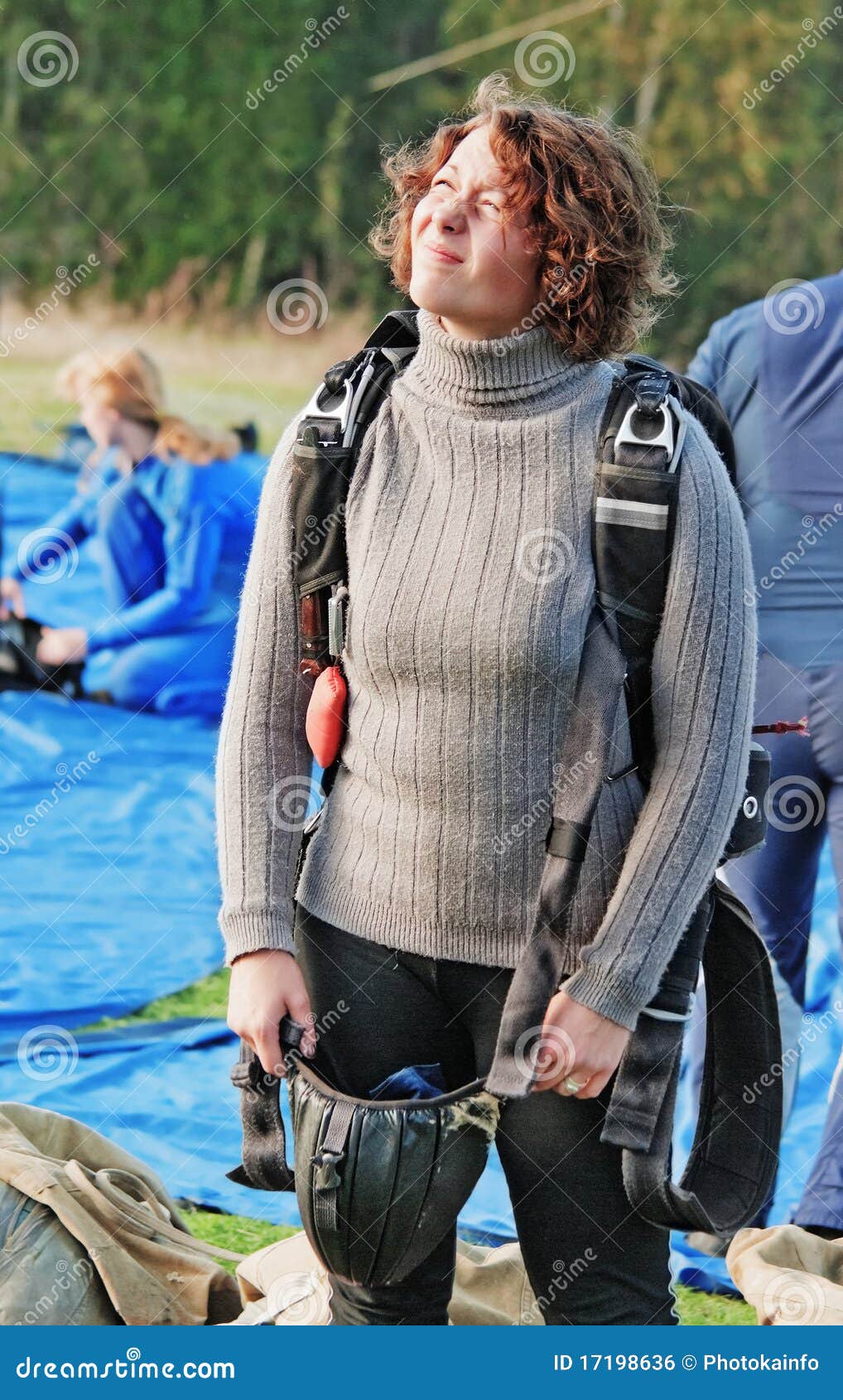 Portrait of the Girl Parachutist Stock Photo - Image of hang, sling ...