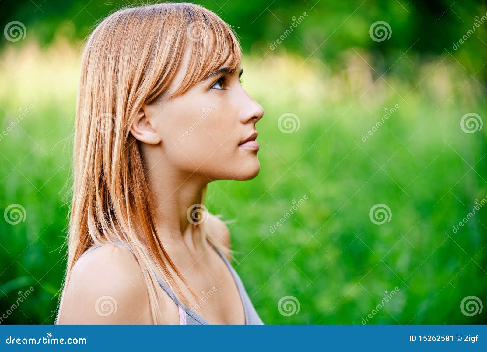 Portrait of Girl in Profile Stock Image - Image of outdoors, european ...