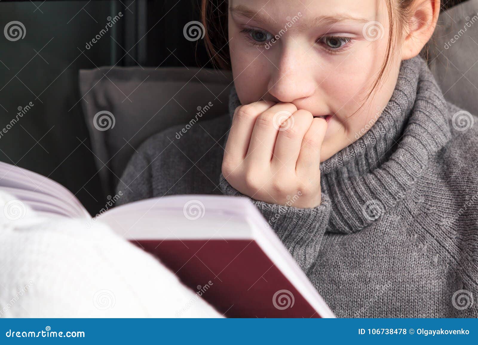 Portrait of Girl Reading Book Stock Photo - Image of female, adolescent ...