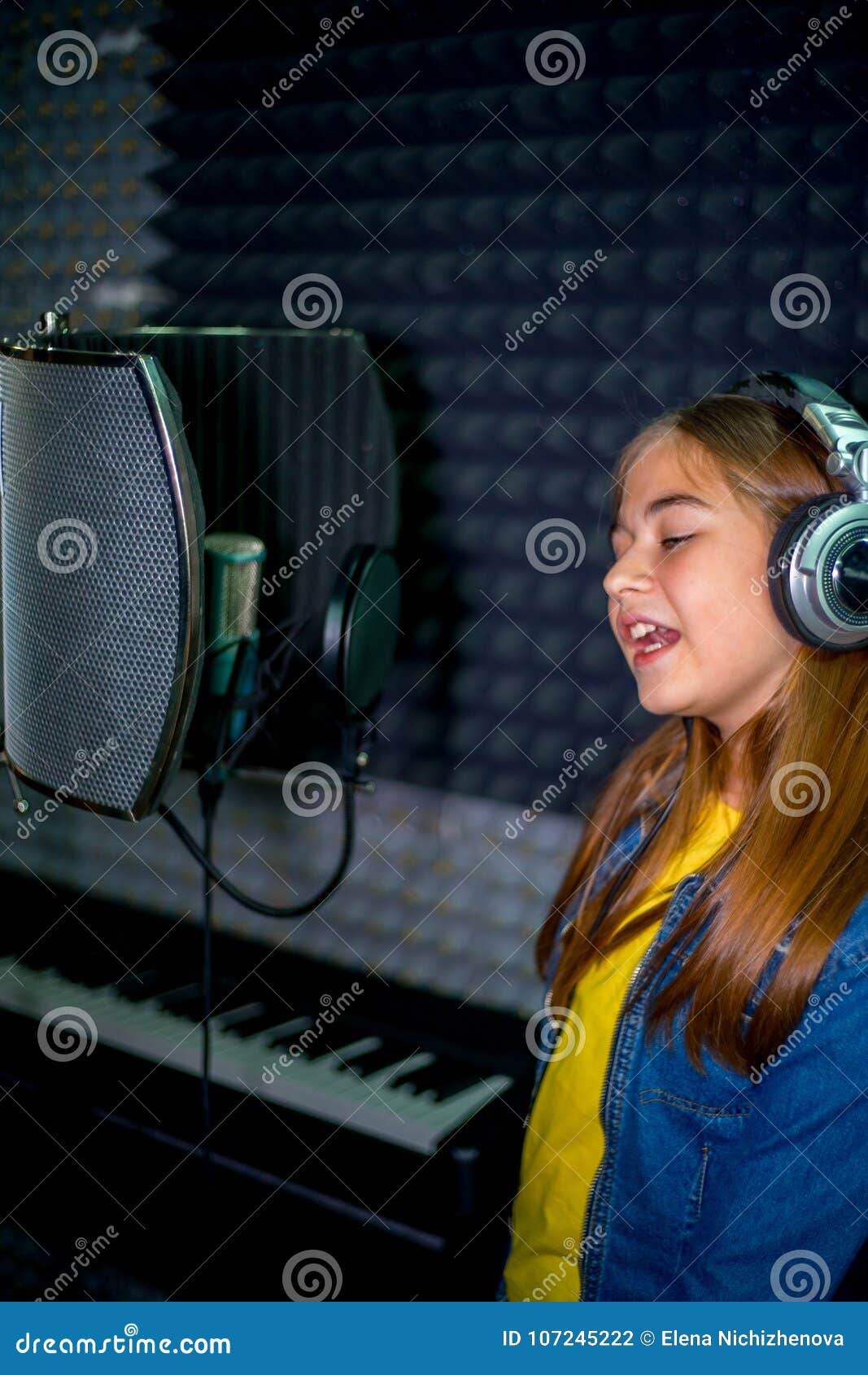 Girl in a recording studio stock photo. Image of mixer - 107245222
