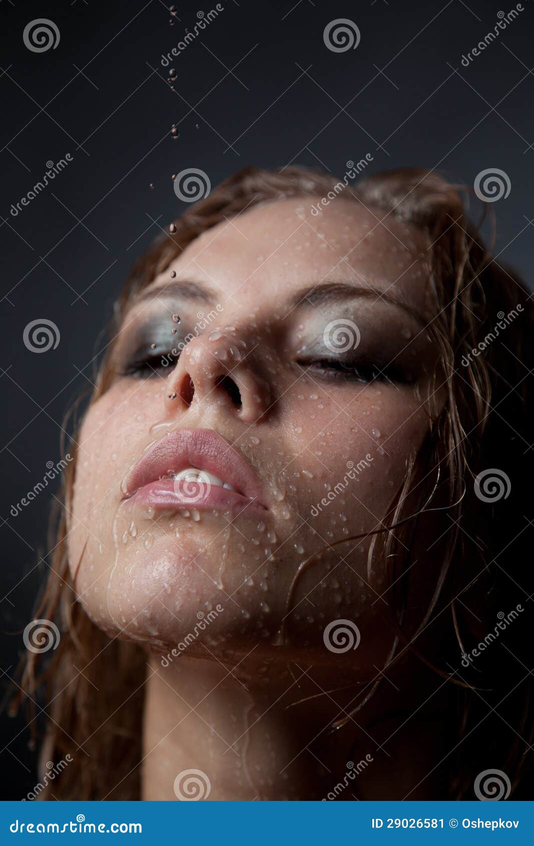 Portrait of a Girl S Face Which Water Flows Stock Image - Image of face ...