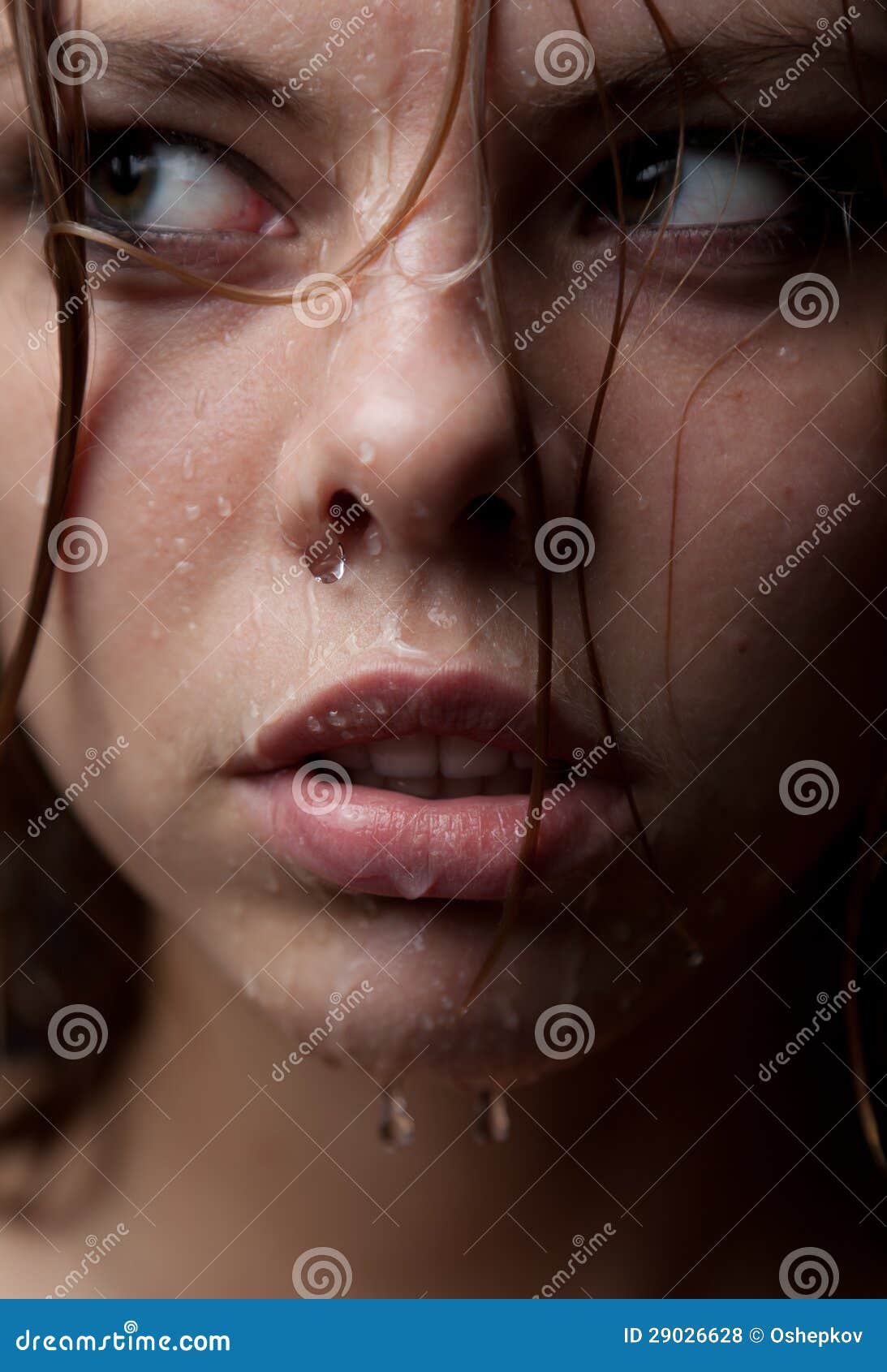 Portrait of a Girl S Face Which Water Flows Stock Photo - Image of love ...