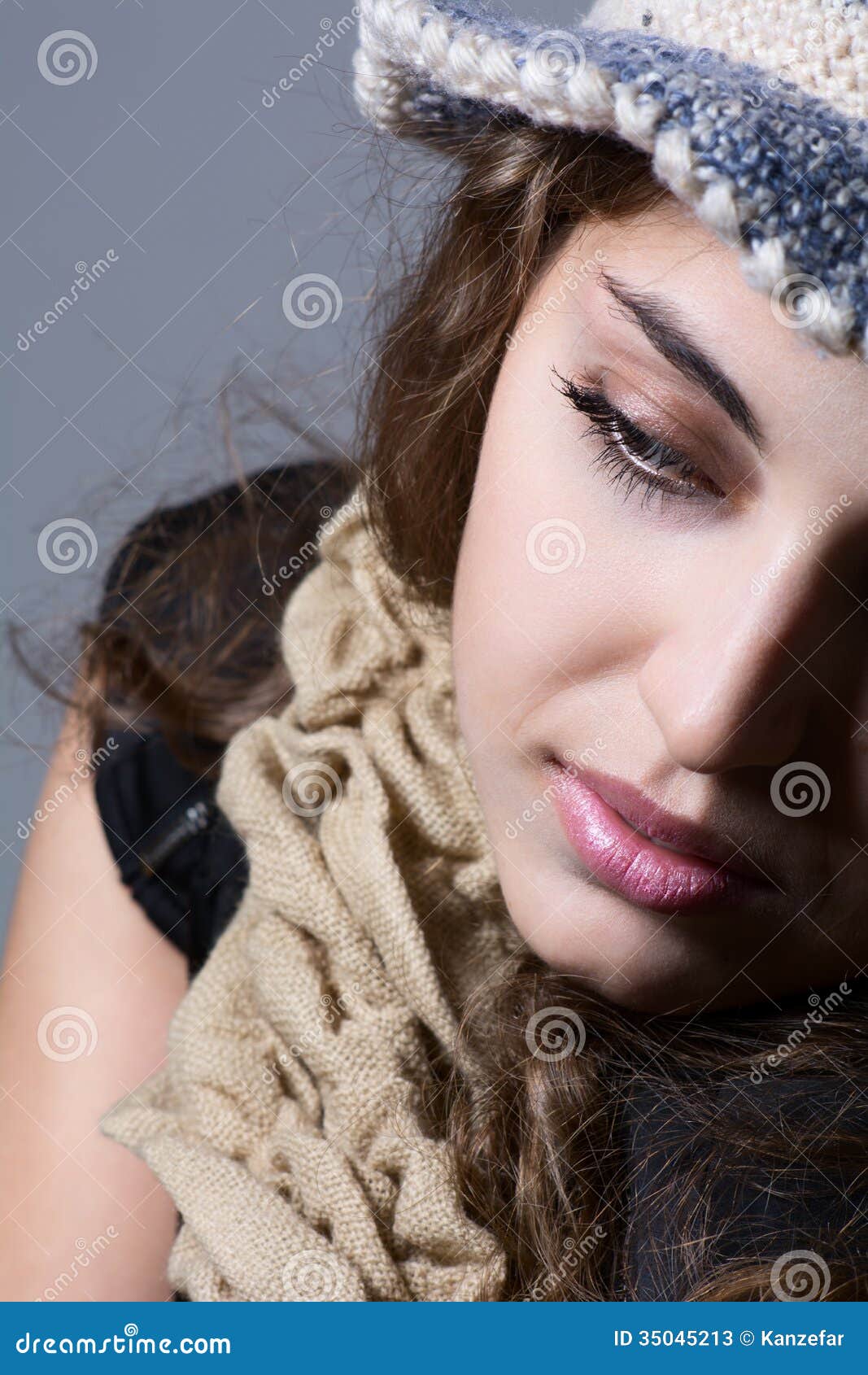 Portrait of a Girl with a Scarf. Stock Image - Image of cute, glad ...