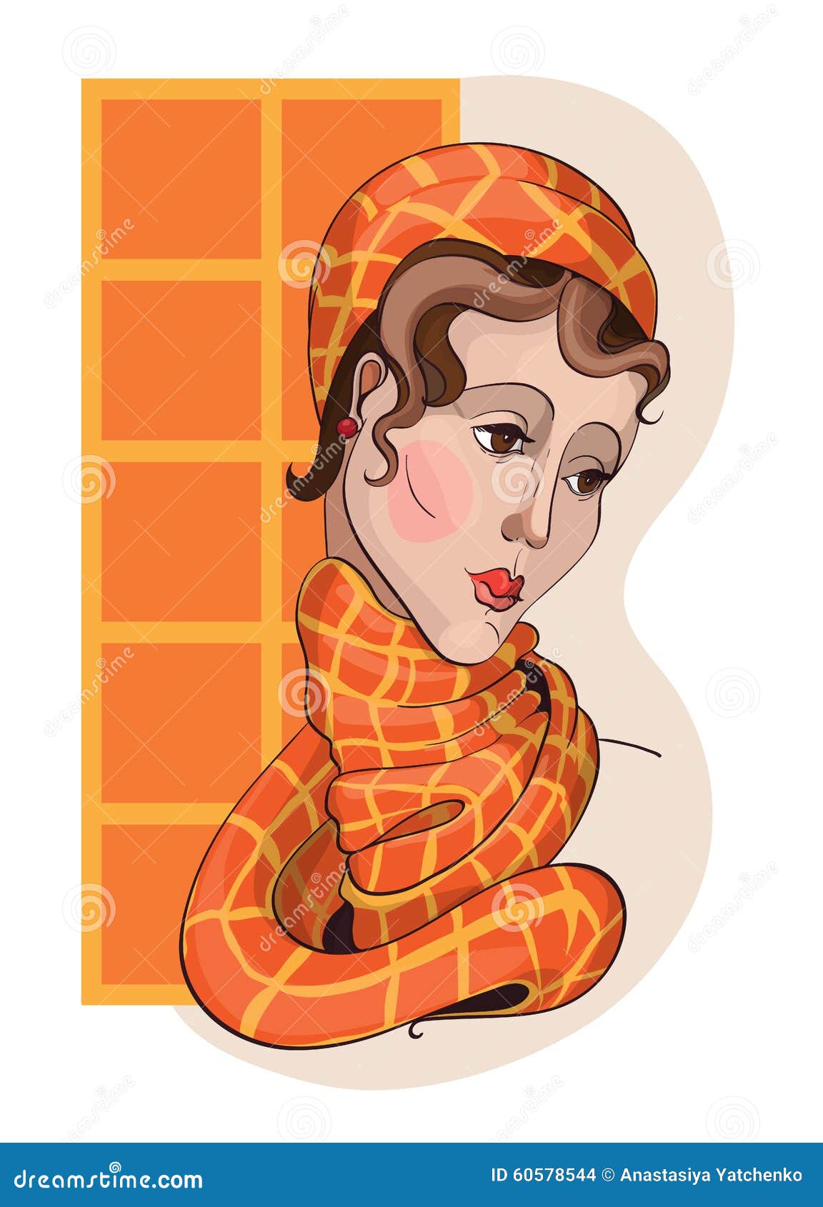 Portrait of a Girl in Scarf Stock Vector - Illustration of autumn ...