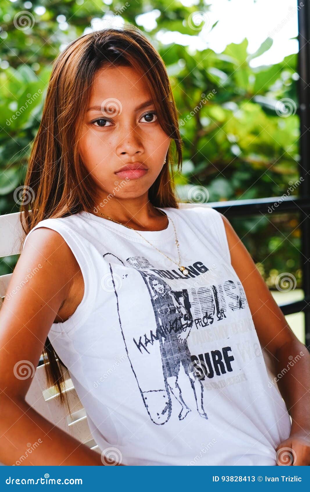 Portrait of a Girl with the Serious Face Expression Stock Image - Image ...
