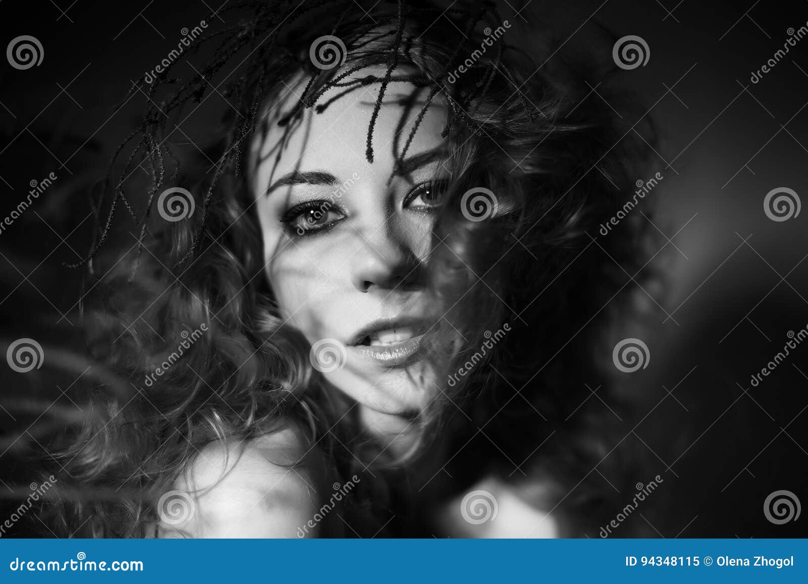 Portrait of Girl with Shadows on Her Face Stock Image - Image of model ...