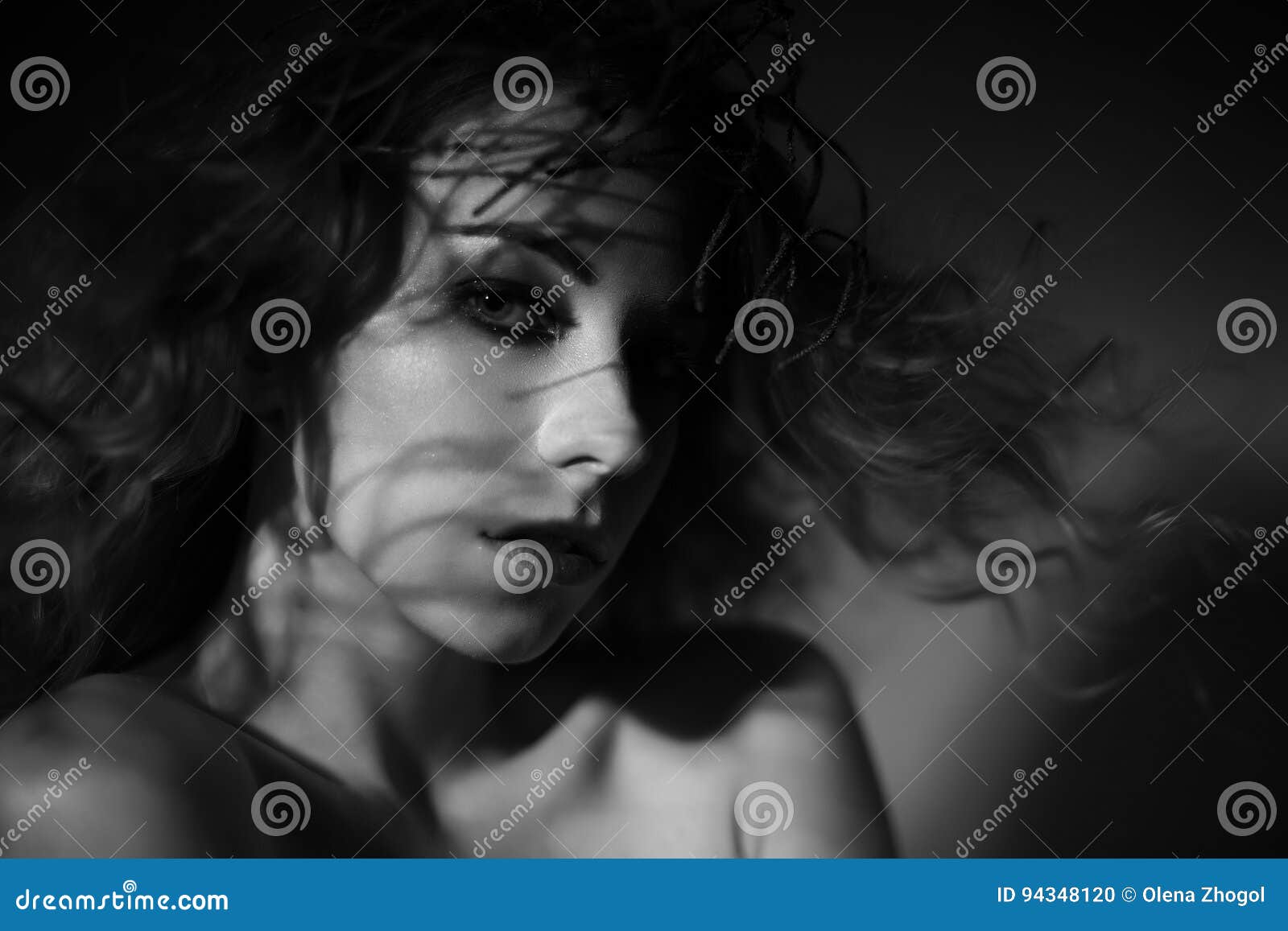 Portrait of Girl with Shadows on Her Face Stock Photo - Image of ...