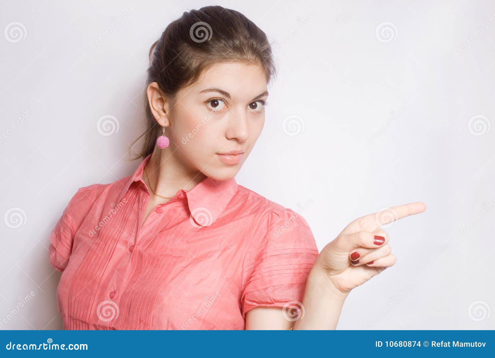 Portrait of the Girl, Showing a Finger. Stock Photo - Image of cheerful ...