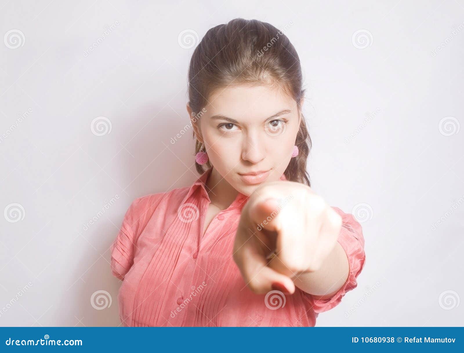 Portrait of the Girl, Showing a Finger. Stock Photo - Image of concepts ...