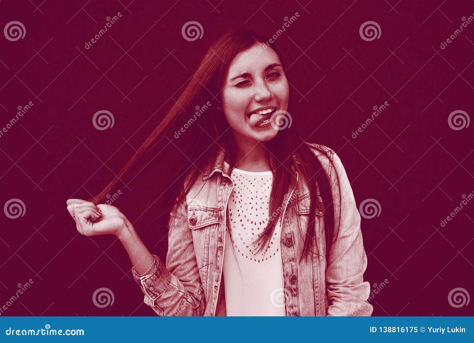 Portrait of a Girl Showing Tongue Duotone Effect Dark Red Stock Image ... Portrait of a Girl Showing Tongue Duotone Effect Dark Red Stock Image ...