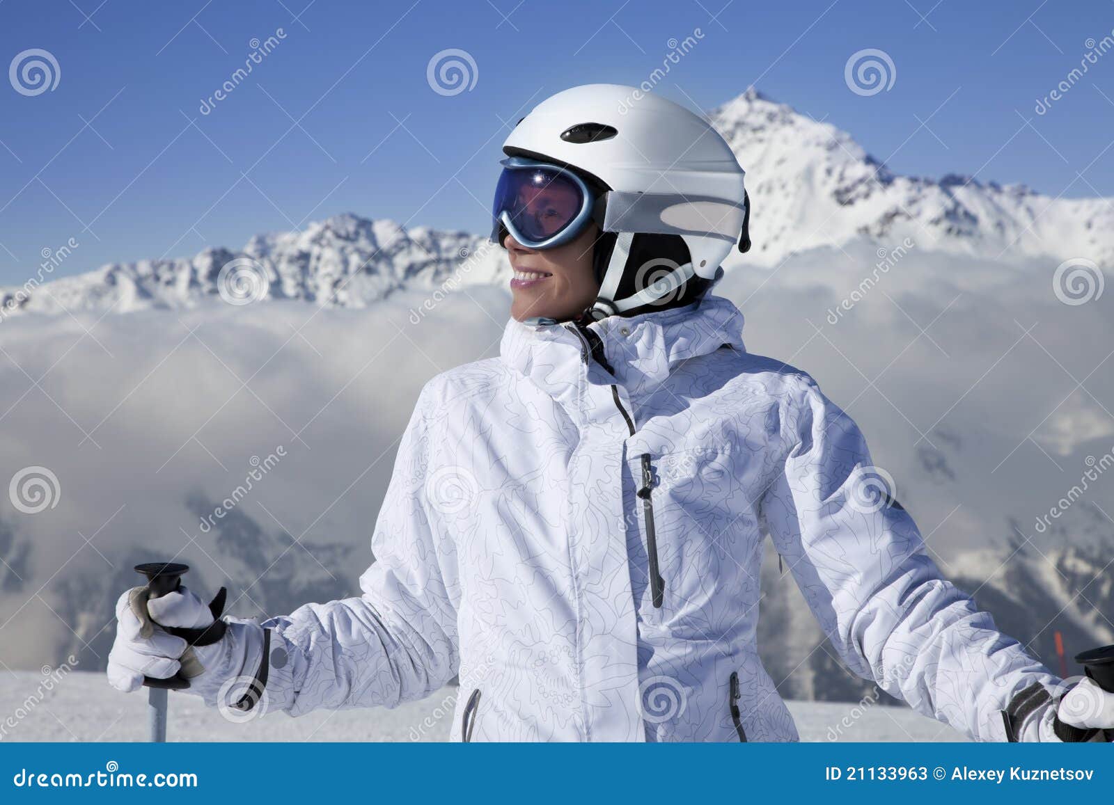 Portrait of girl skier stock image. Image of activity - 21133963