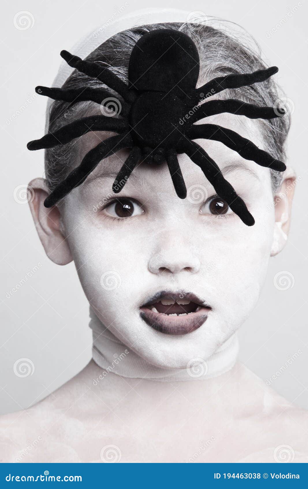 Portrait of the Scary Girl with Spider Stock Photo - Image of face ...