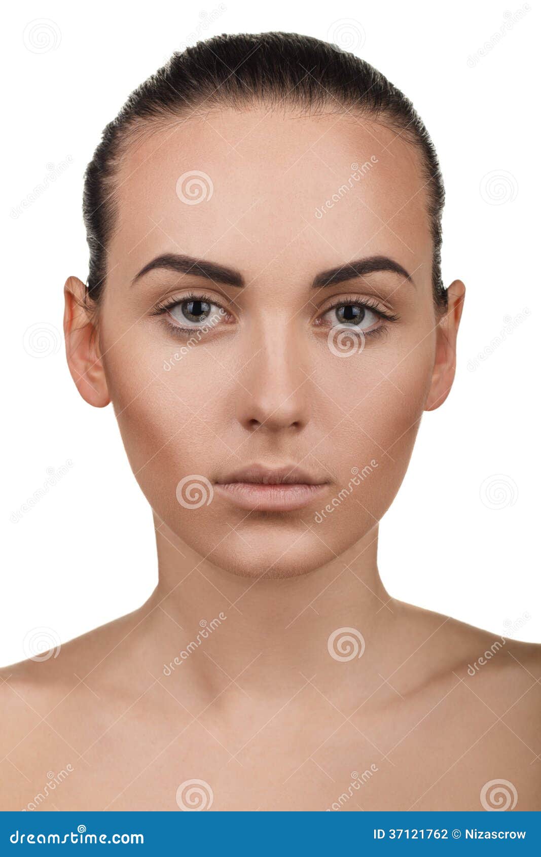 Portrait of Girl with Stepping Makeup. Step 3 Stock Photo - Image of ...
