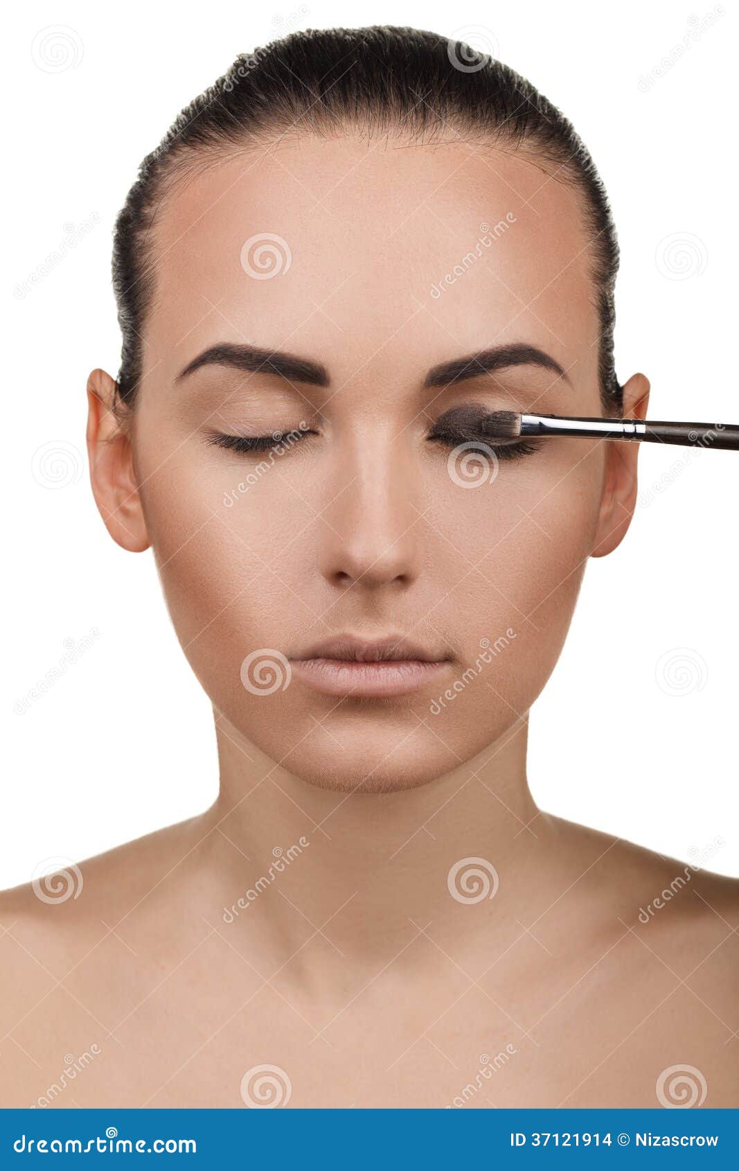 Portrait of Girl with Stepping Makeup. Step 4 Stock Photo - Image of ...