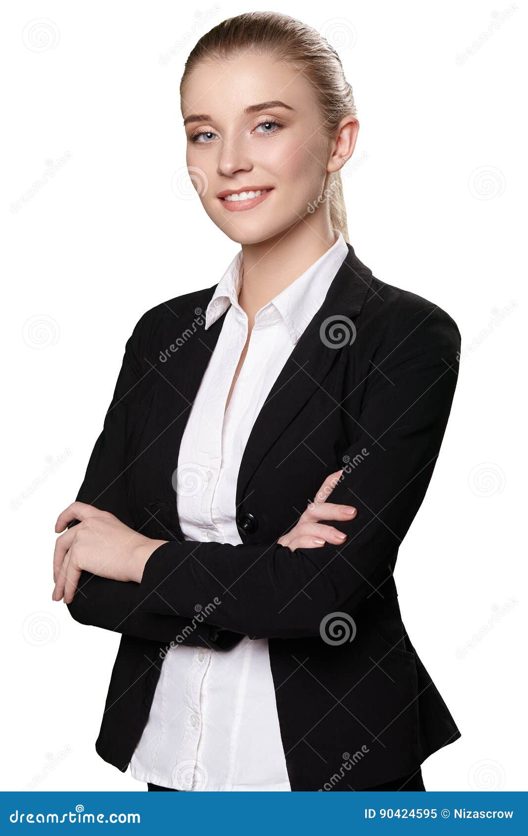 Portrait of Girl in Suit on White Background Stock Image - Image of ...