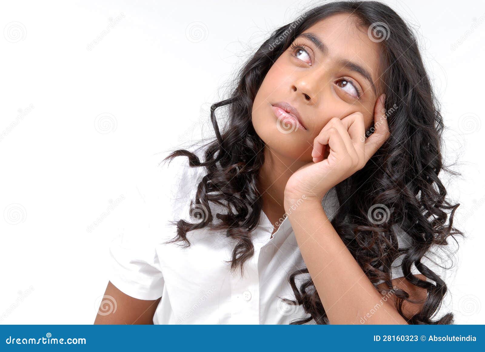 Portrait of girl thinking stock image. Image of imagine - 28160323