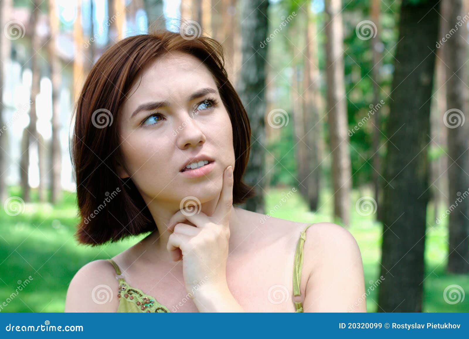 Portrait of a Girl at the Thinking Pose Stock Image - Image of ...