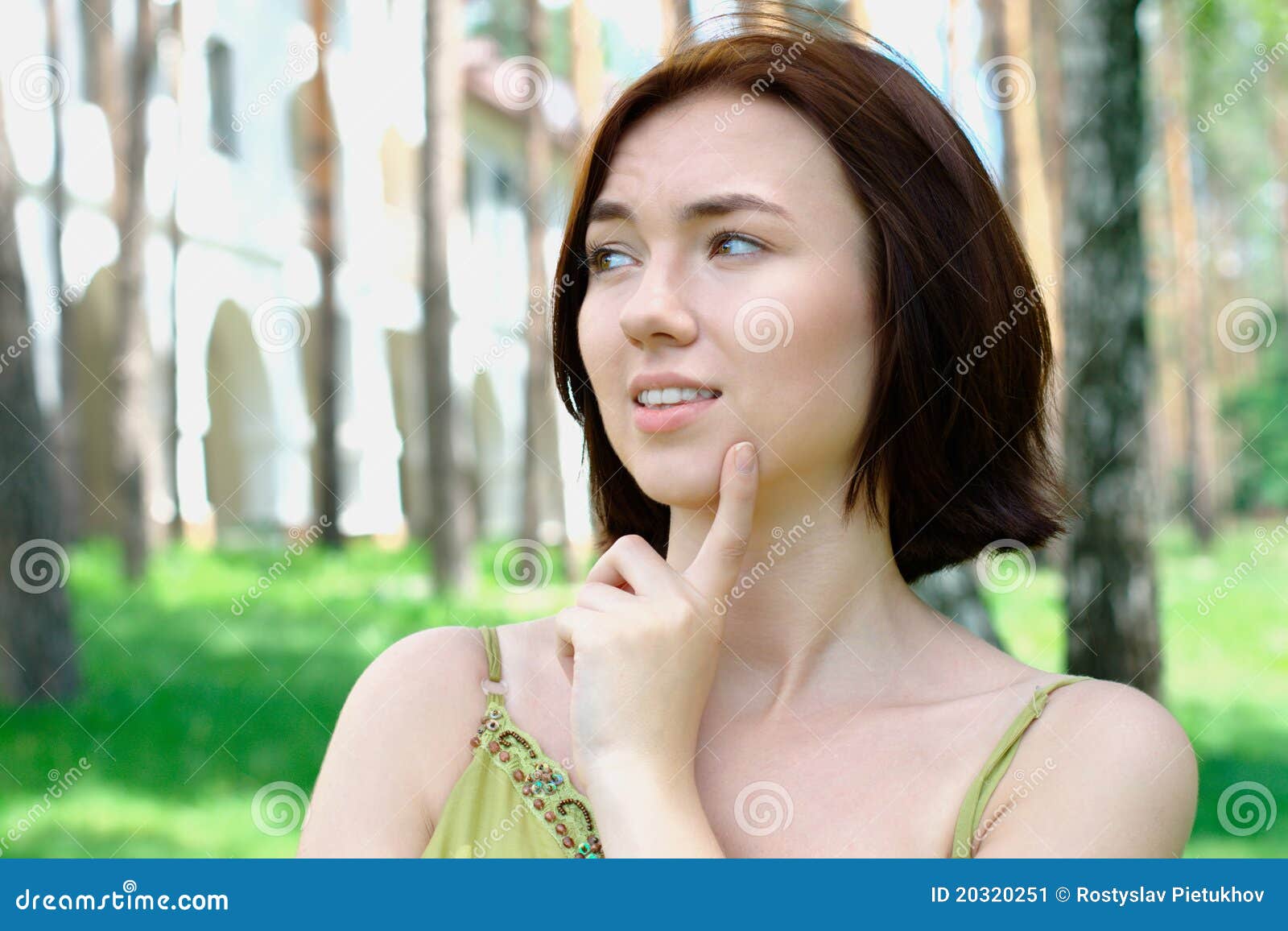 Portrait of a Girl at the Thinking Pose Stock Image - Image of beauty ...