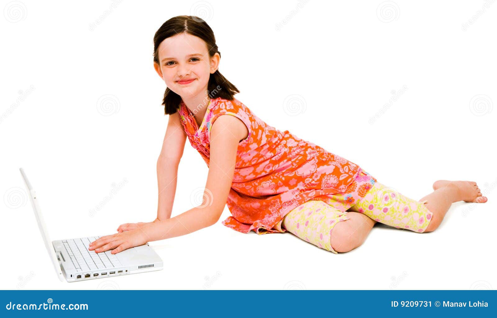 Portrait of Girl Using a Laptop Stock Image - Image of cute ...