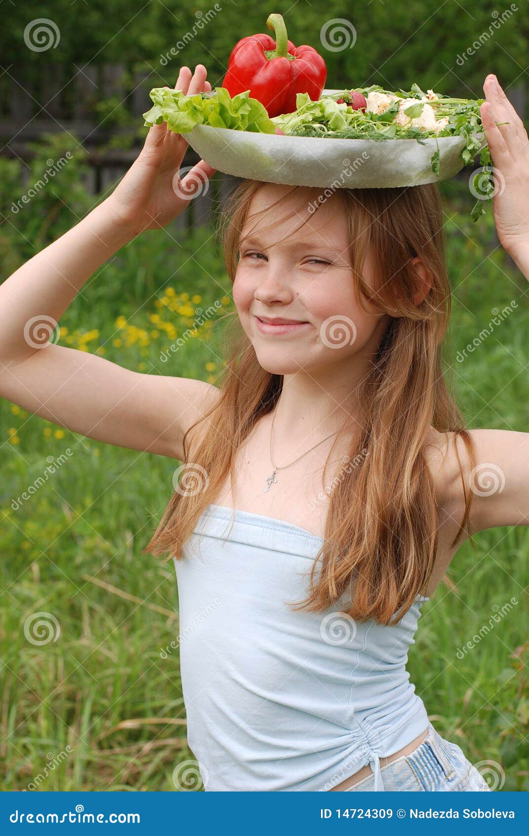 Portrait of the Girl with Vegetables Stock Image - Image of brynza ...
