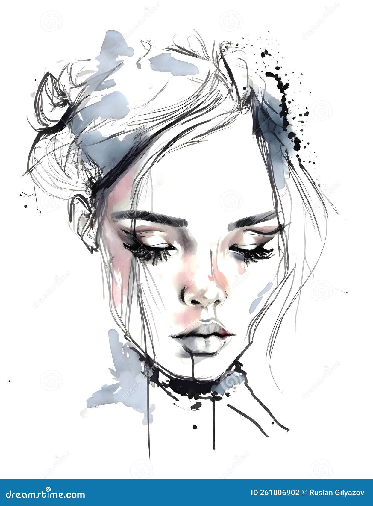 Portrait Of A Girl In Watercolor Style Abstract Fashion Watercolor