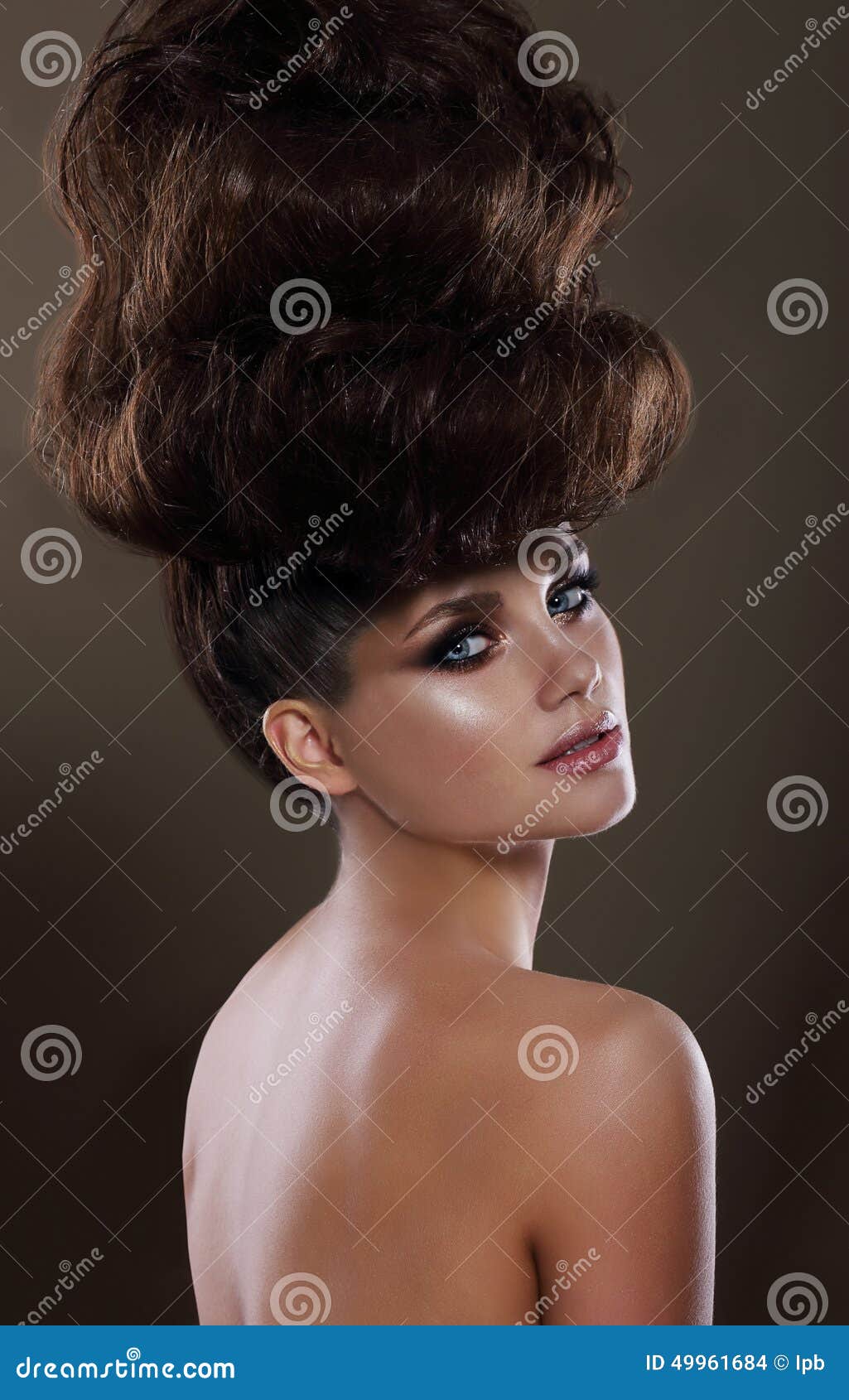 Portrait of Glamorous Lady with Updo Stock Photo - Image of groomed ...