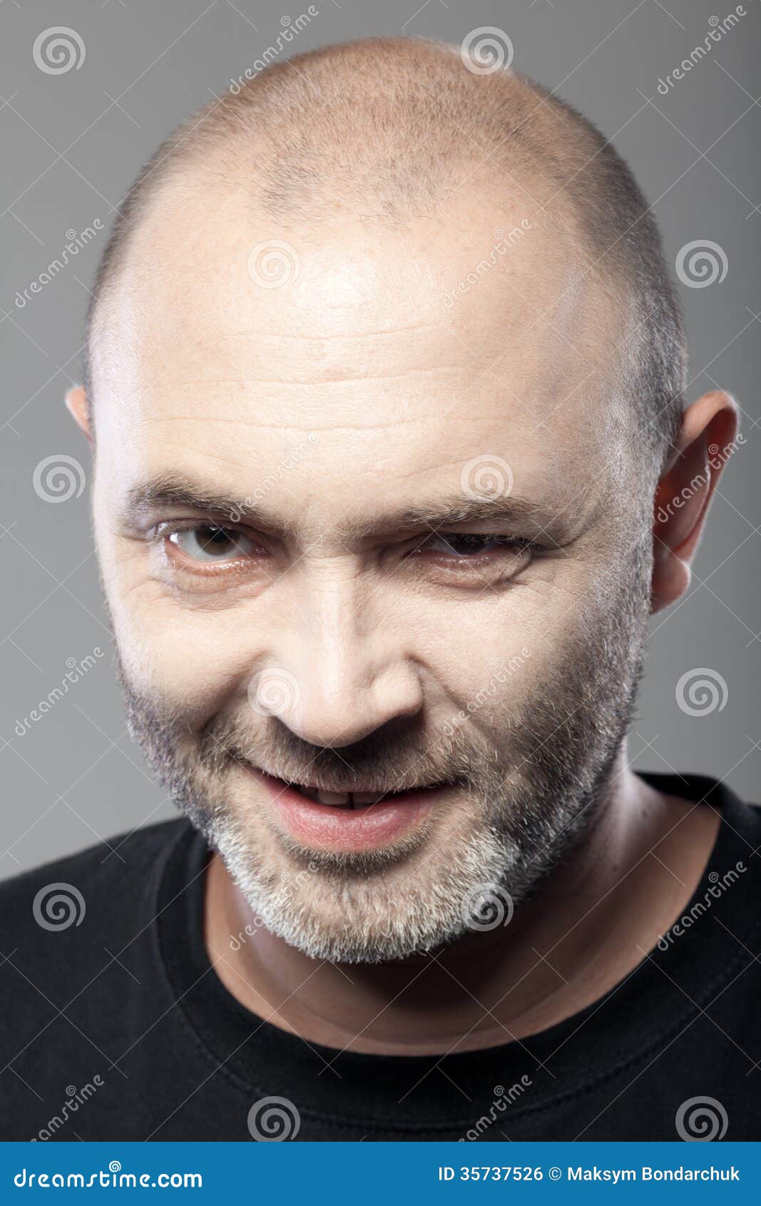 Portrait of Gloomy Man Isolated on Gray Stock Photo - Image of facial ...