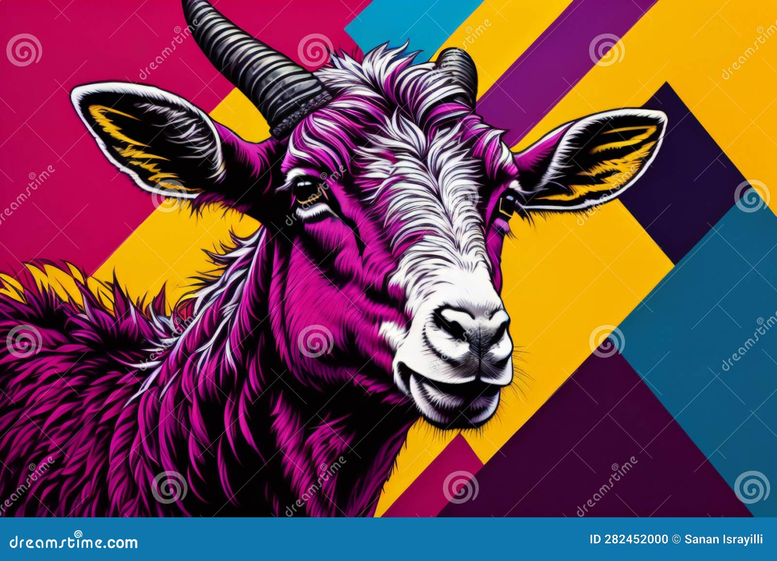 Portrait of a Goat on a Colorful Background. Vector Illustration Stock ...