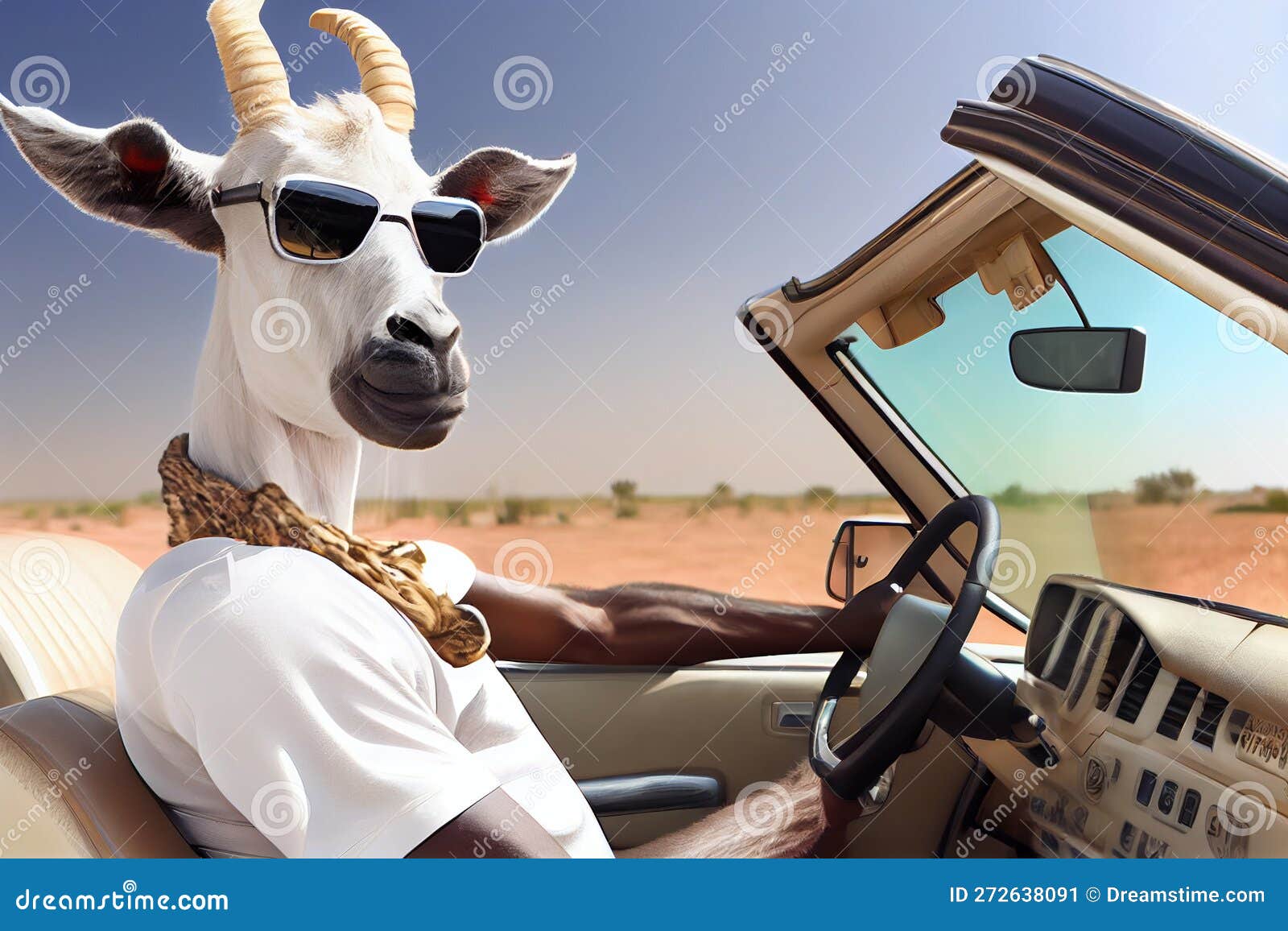 Portrait of a Goat Driving a Car. AI Generated Stock Illustration ...