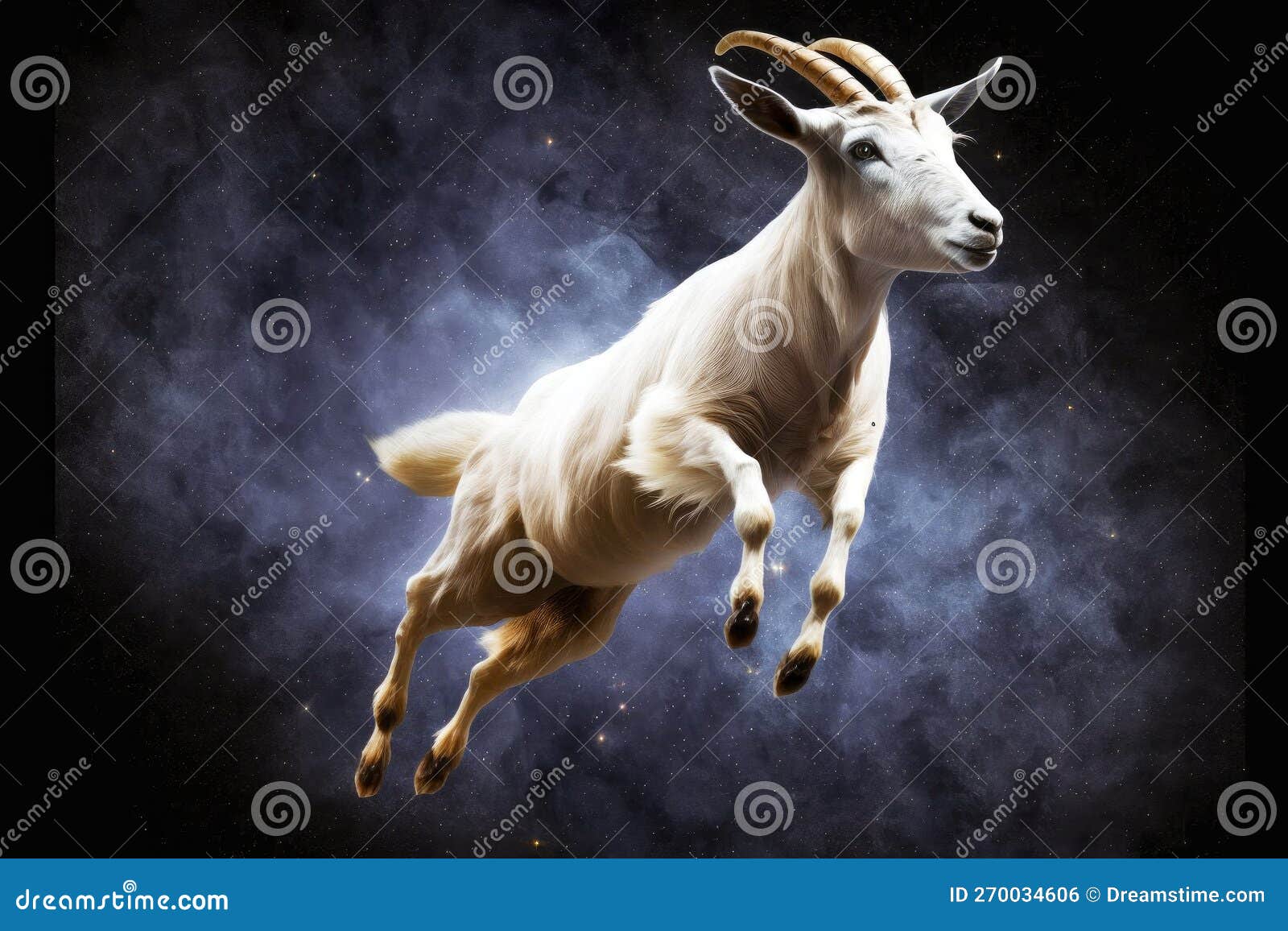 Portrait of Goat Flying in Space Stock Illustration - Illustration of ...