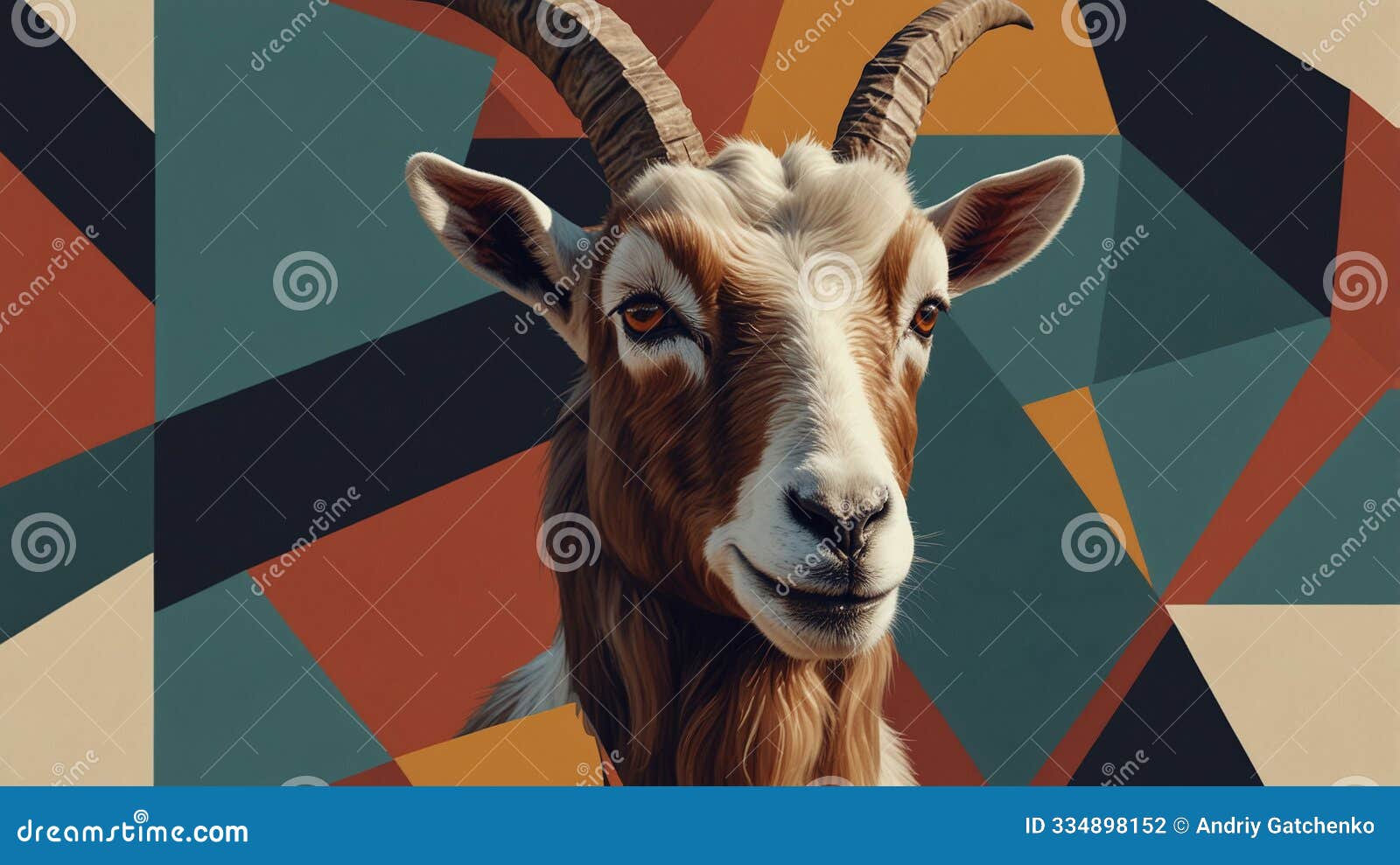 Portrait of a Goat with Geometric Background Featuring Bold and ...