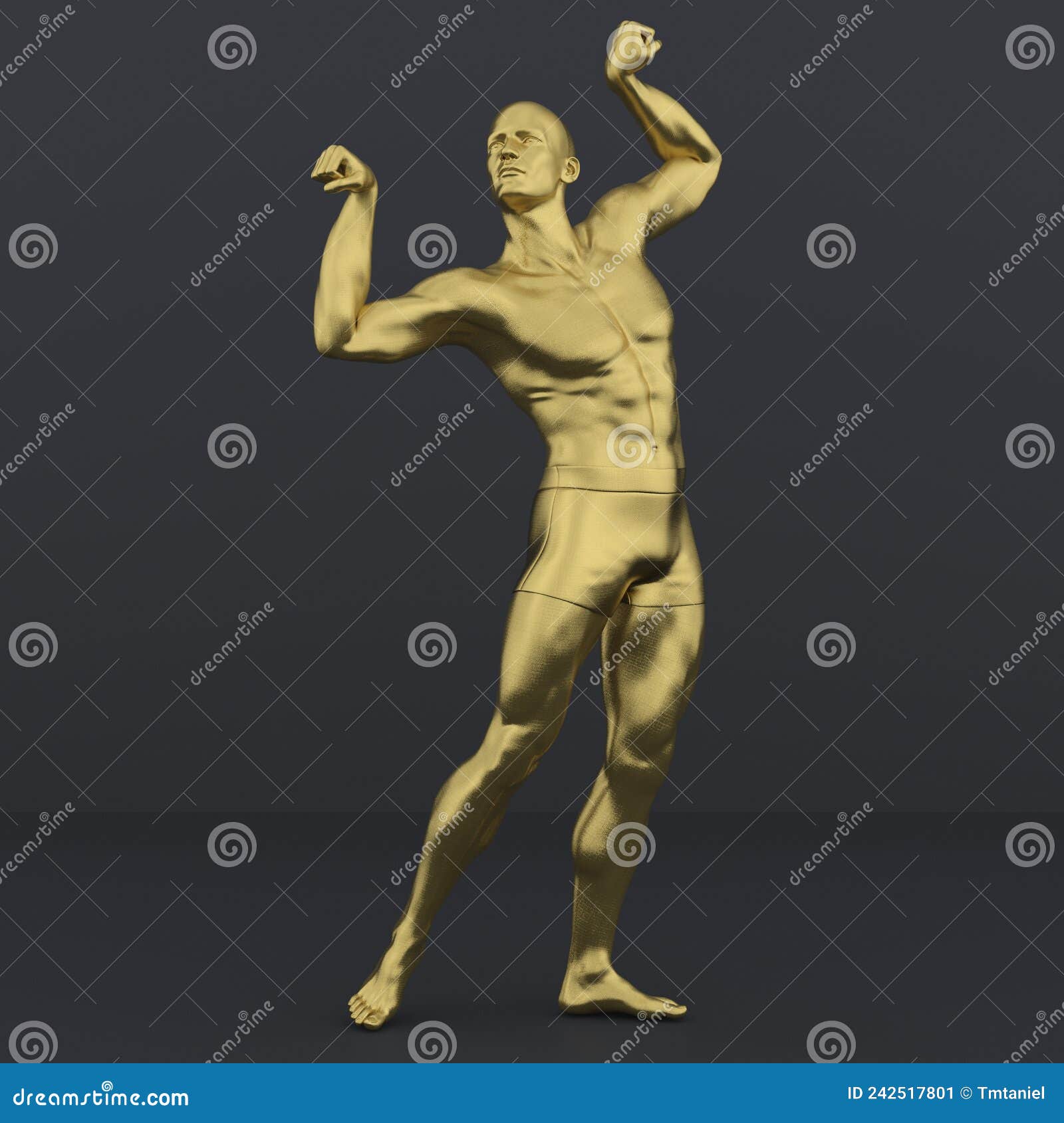 3D Render : Portrait of Golden Texture Male Character Acting, Posing ...