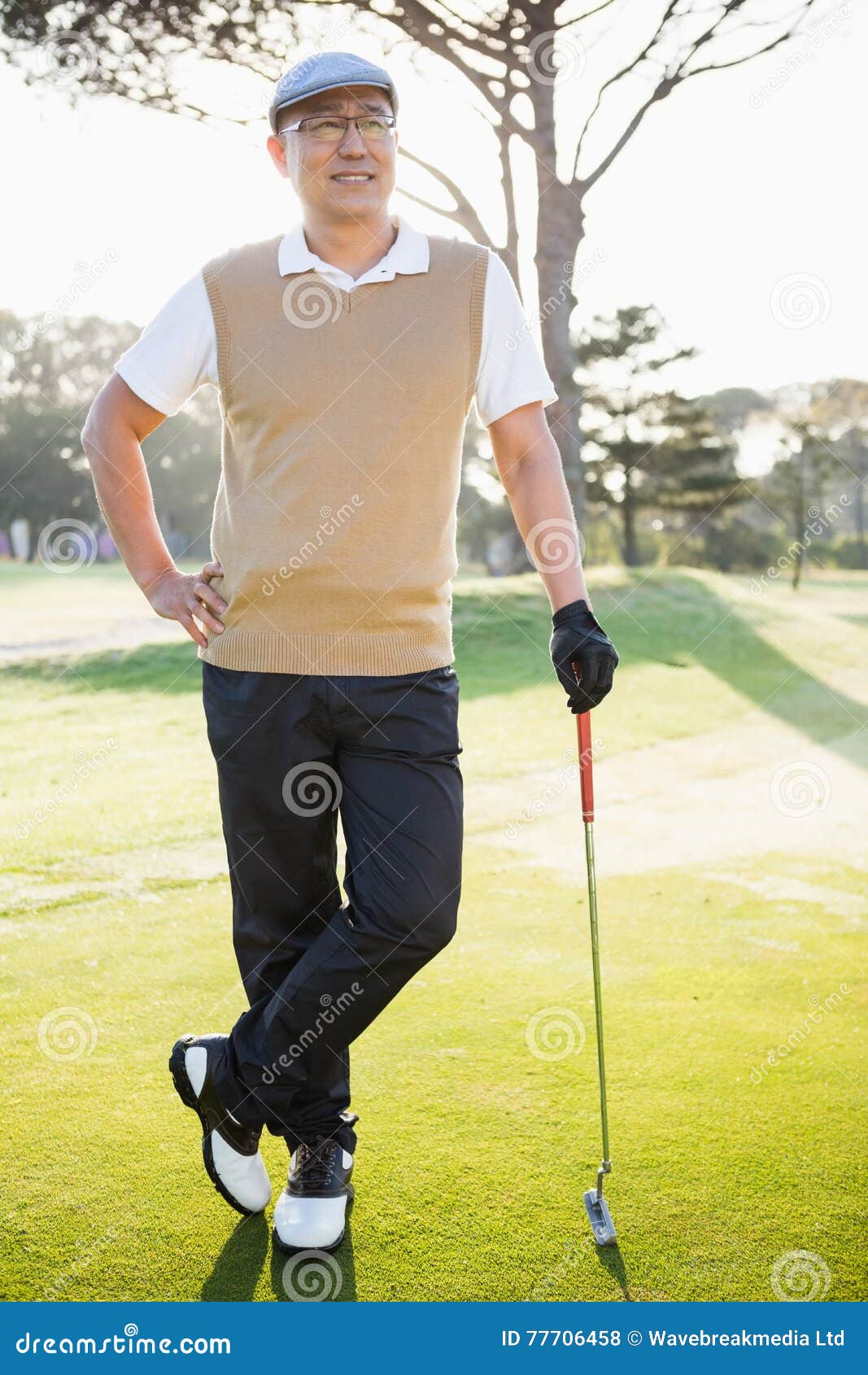 Portrait of Golfer Posing with His Golf Club Stock Photo - Image of ...