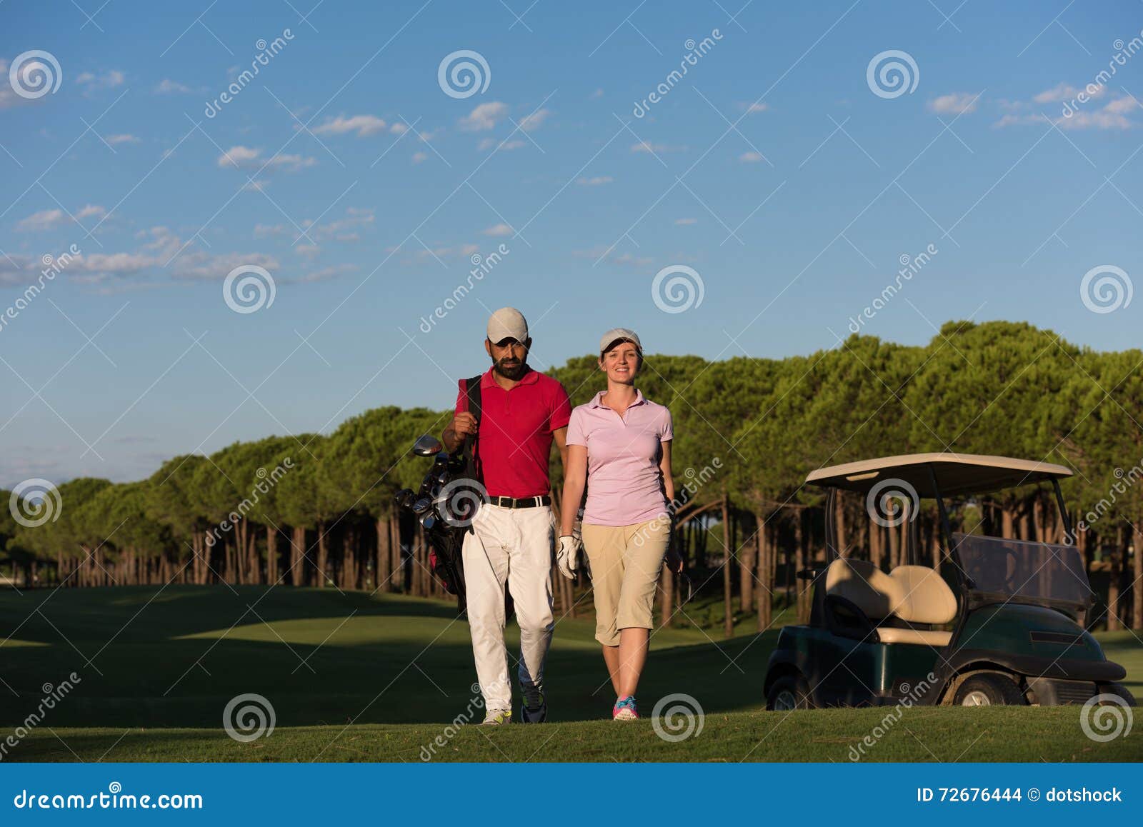 Portrait Of Two Golfers On Cart Background Royalty-Free Stock Image ...