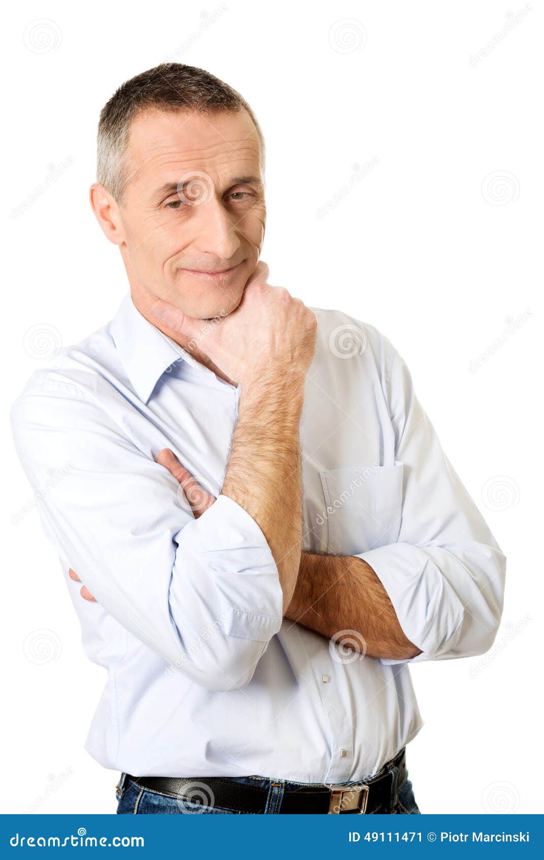 Portrait of a Good Looking Man Touching Chin Stock Image - Image of ...