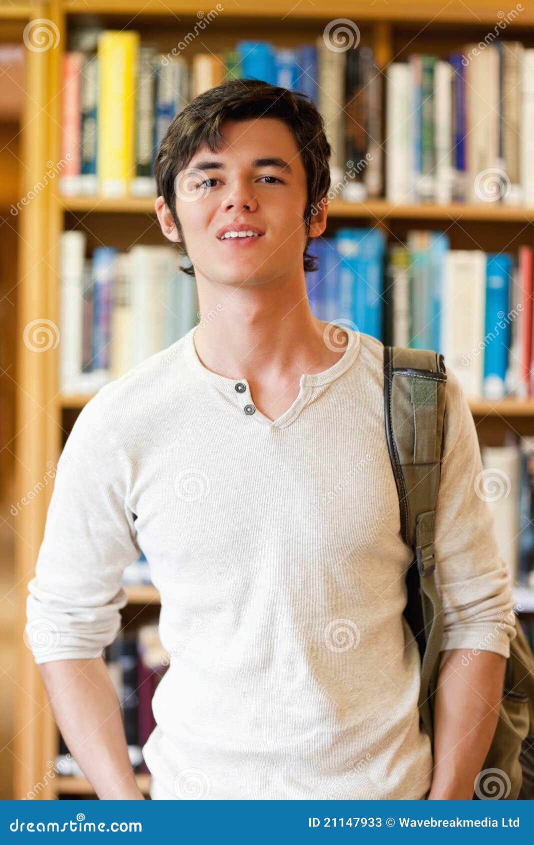 Portrait of a Good Looking Student Standing Up Stock Image - Image of ...