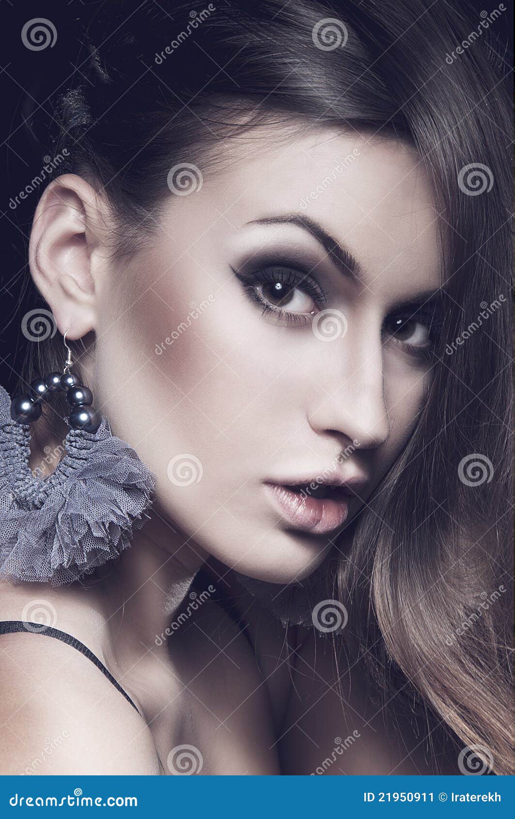 Portrait of a Graceful Young Woman Stock Image - Image of dark ...