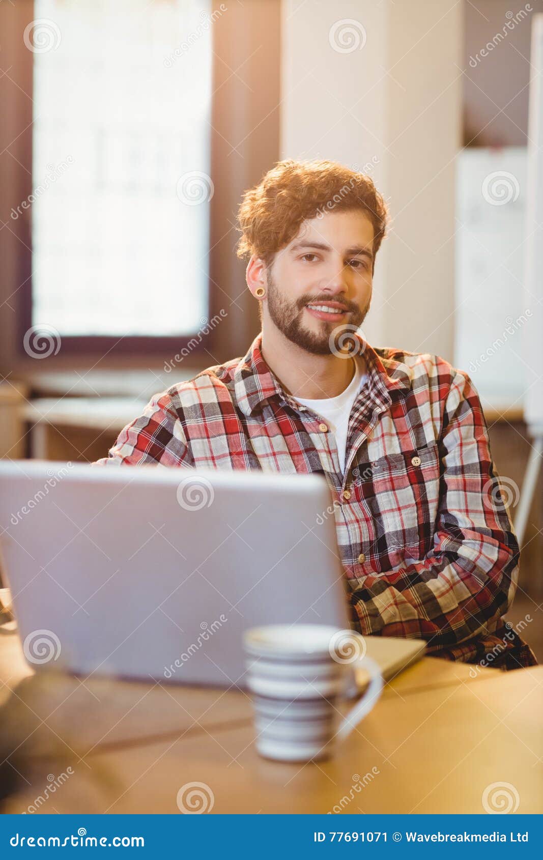 Portrait of Graphic Designer Working on Laptop Stock Image - Image of ...