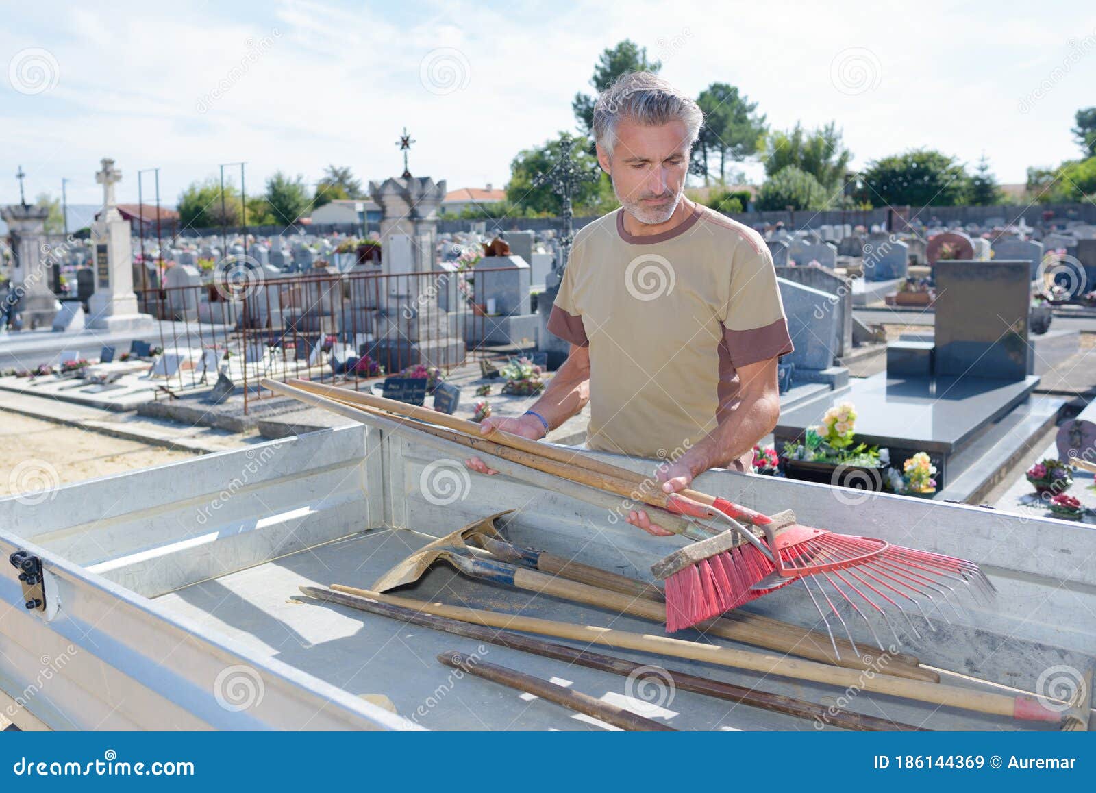 Portrait Graveyard Maintenance Personnel Stock Image - Image of janitor ...