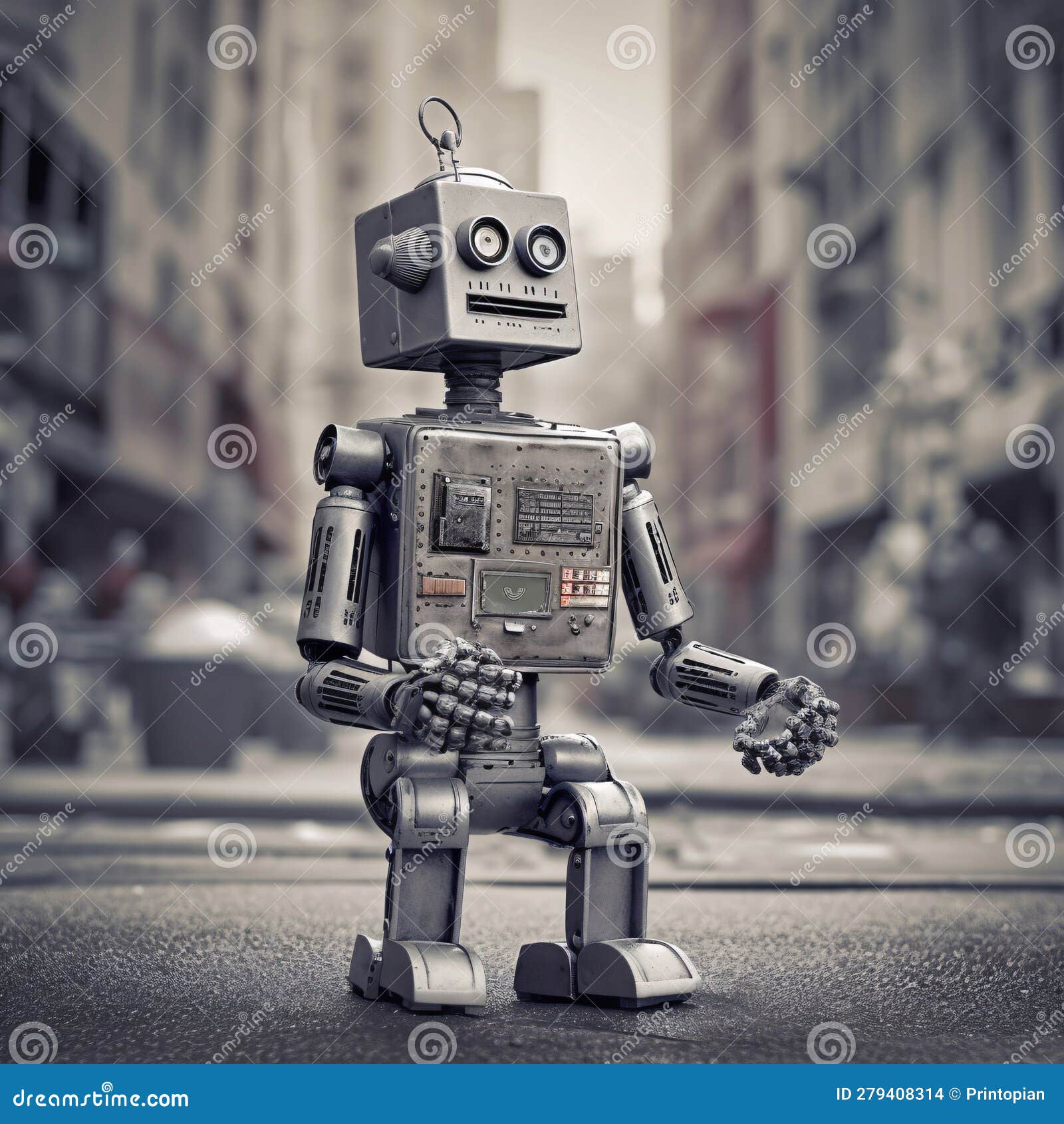 Portrait of a Gray Square Robot, Ai Generated Stock Illustration ...