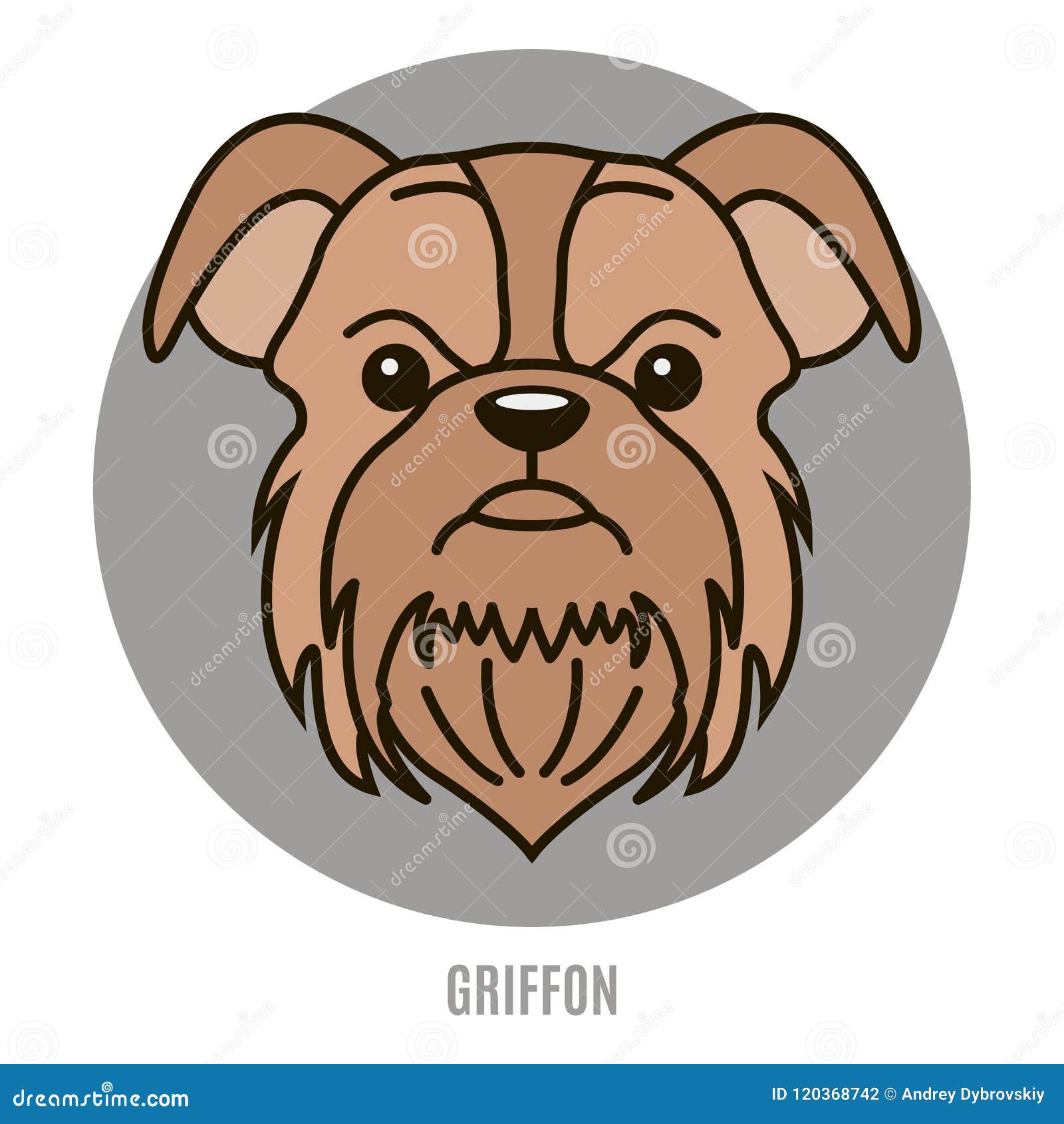 Portrait of Griffon. Vector Illustration in Style of Flat Stock Vector ...