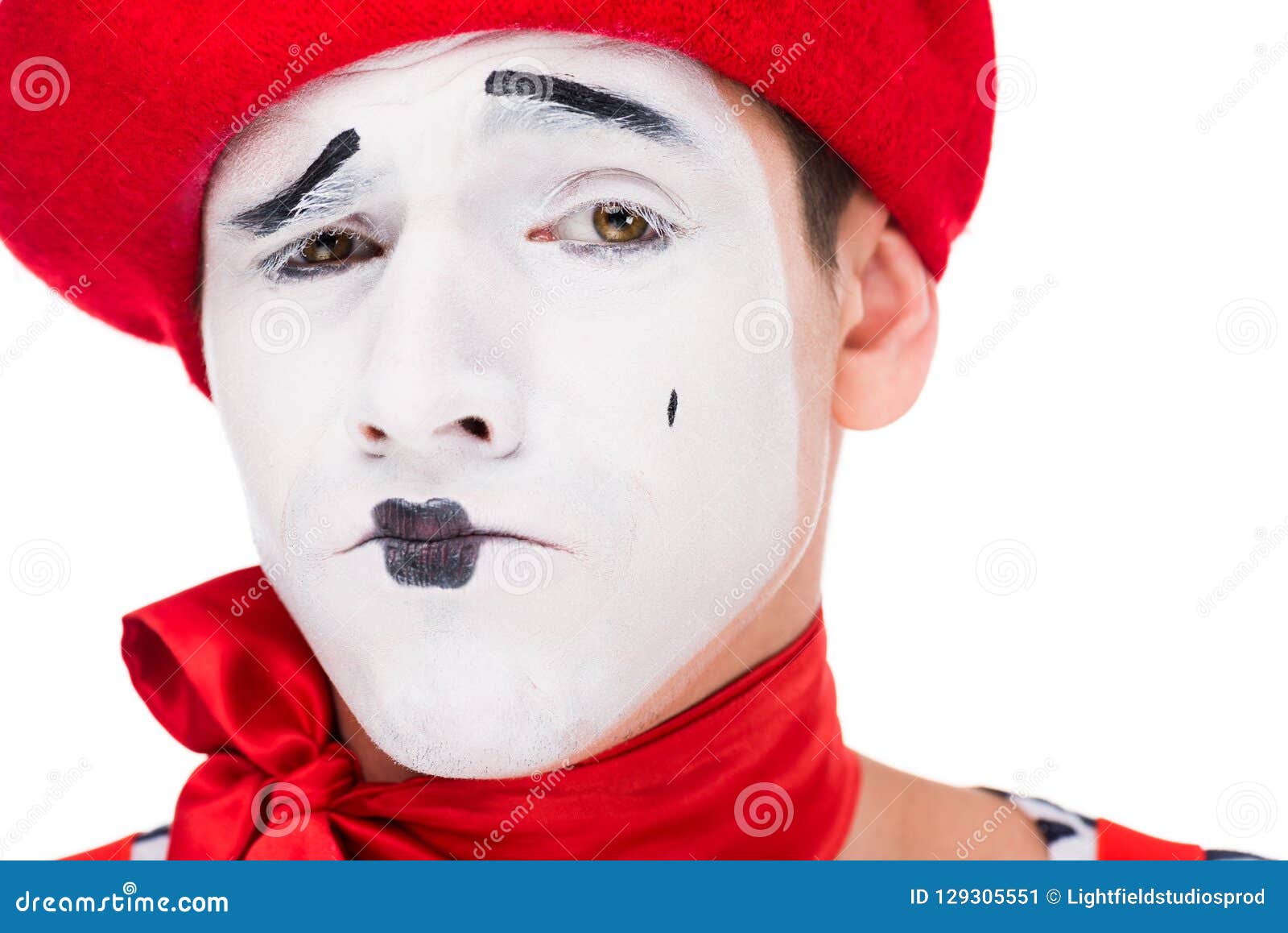 Portrait of Grimacing Mime with Makeup Stock Image - Image of mime ...