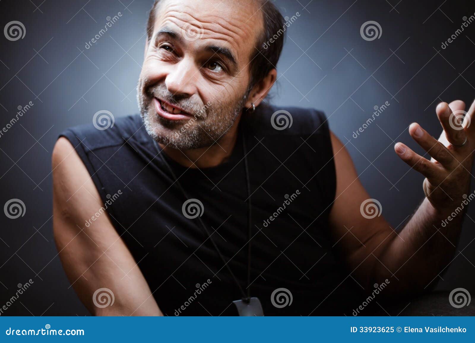 Portrait of Grimacing or Puckering or Grinning Man Stock Image - Image ...