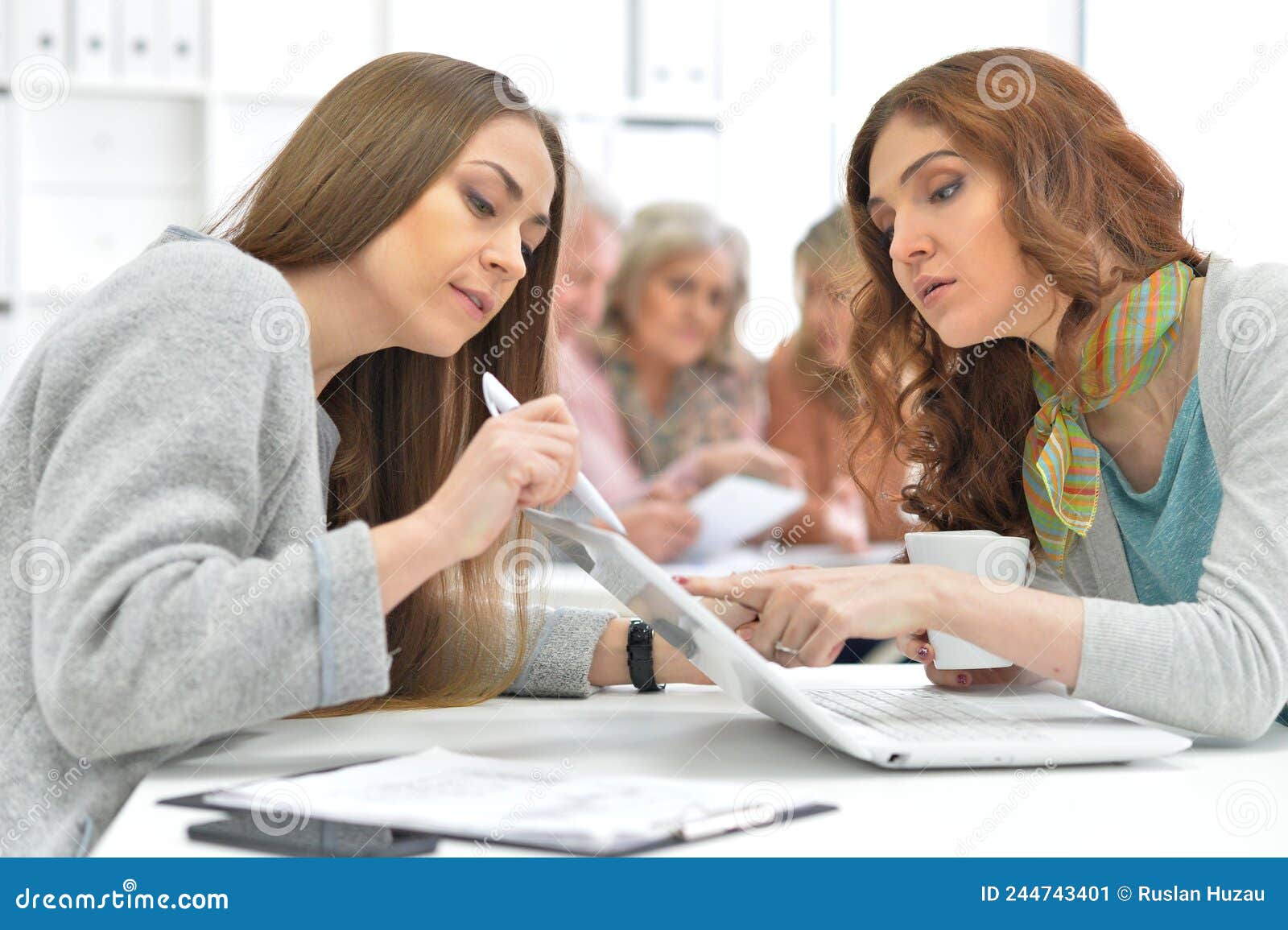 Portrait of Group of Active Business People Working Stock Image - Image ...