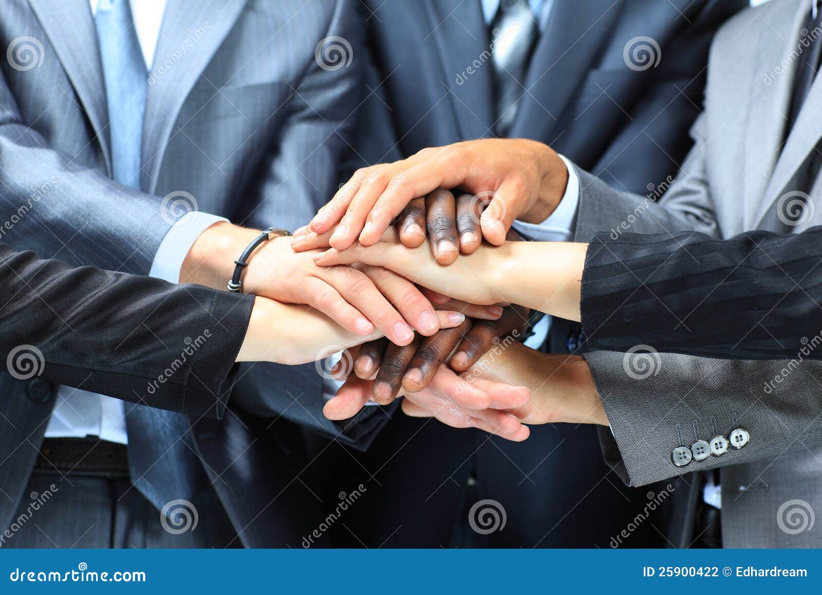 Portrait of Group of Business People with Hands Together Stock Photo ...