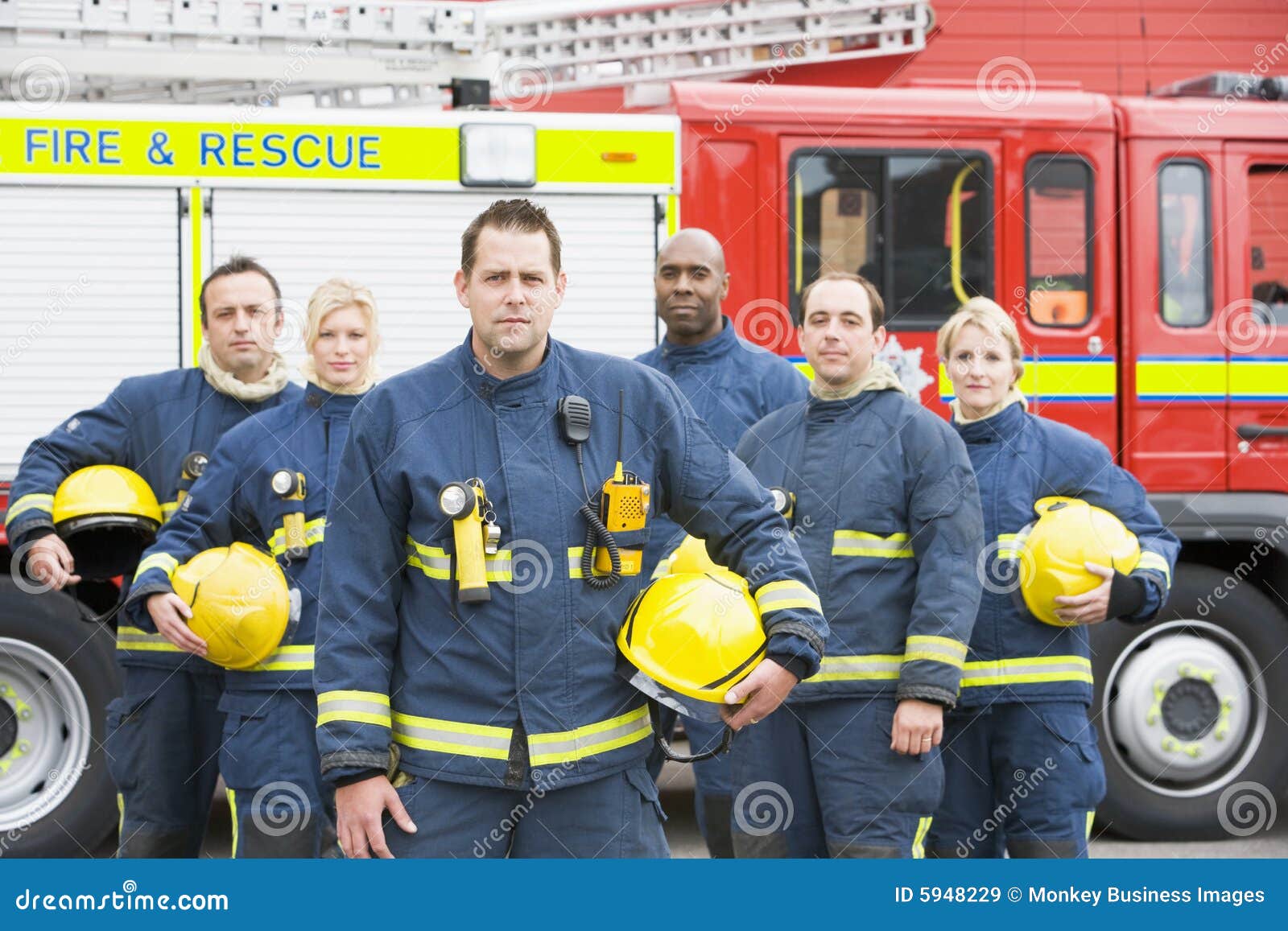 Portrait of a Group of Firefighters Stock Image - Image of american ...